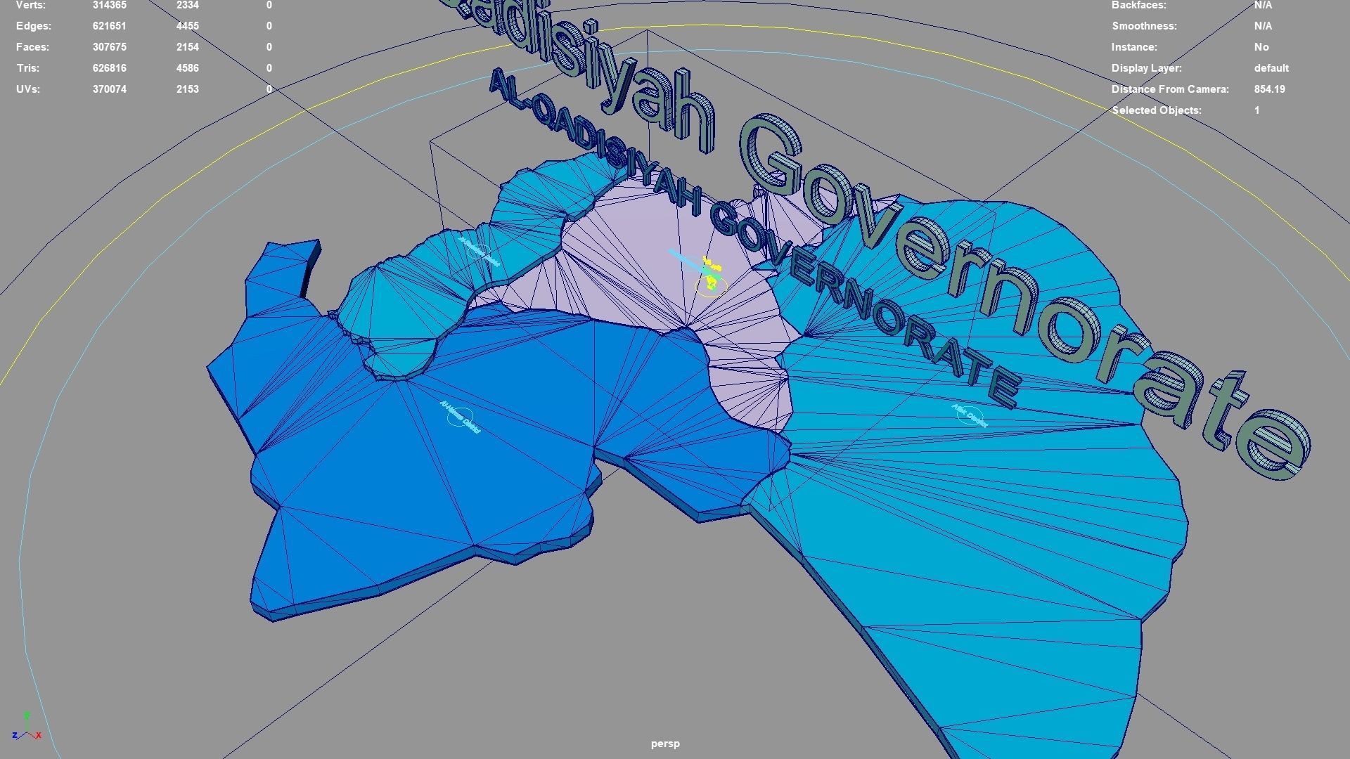 Al Qadisiyah Governorate Iraq map region geography political 3D model ...