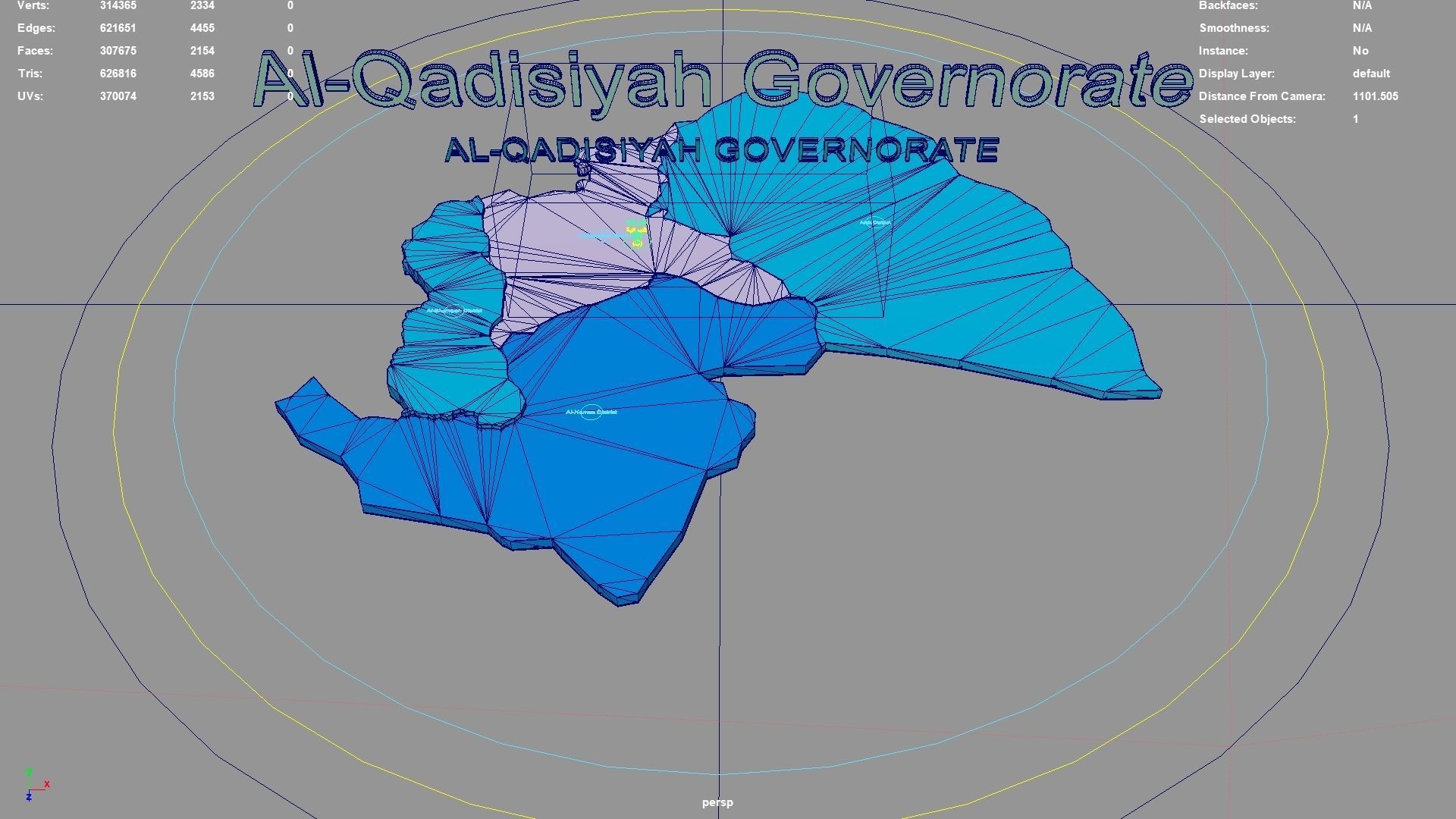 Al Qadisiyah Governorate Iraq map region geography political 3D model ...