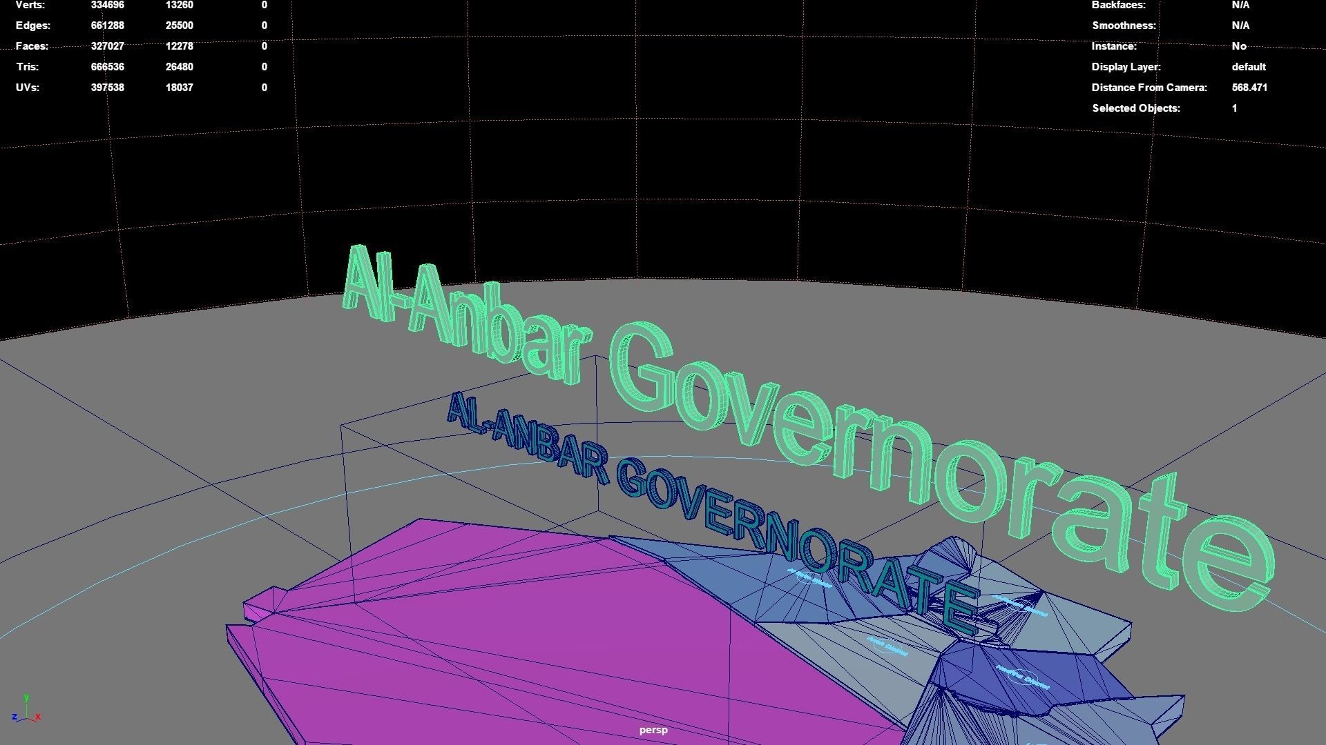 Al Anbar Governorate Iraq map region geography political 3D model ...