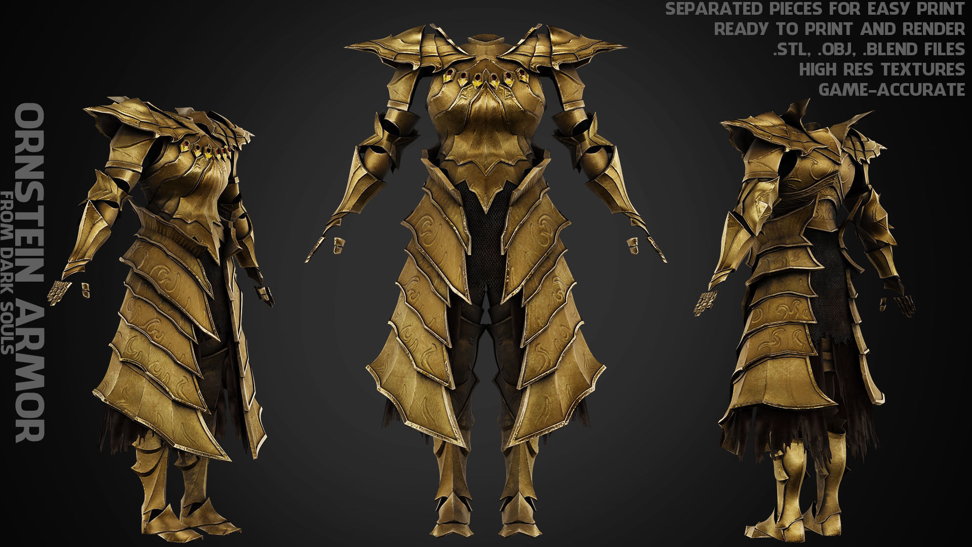 Dark Souls Ornstein Dragon Slayer Armor for Cosplay 3D model 3D ...