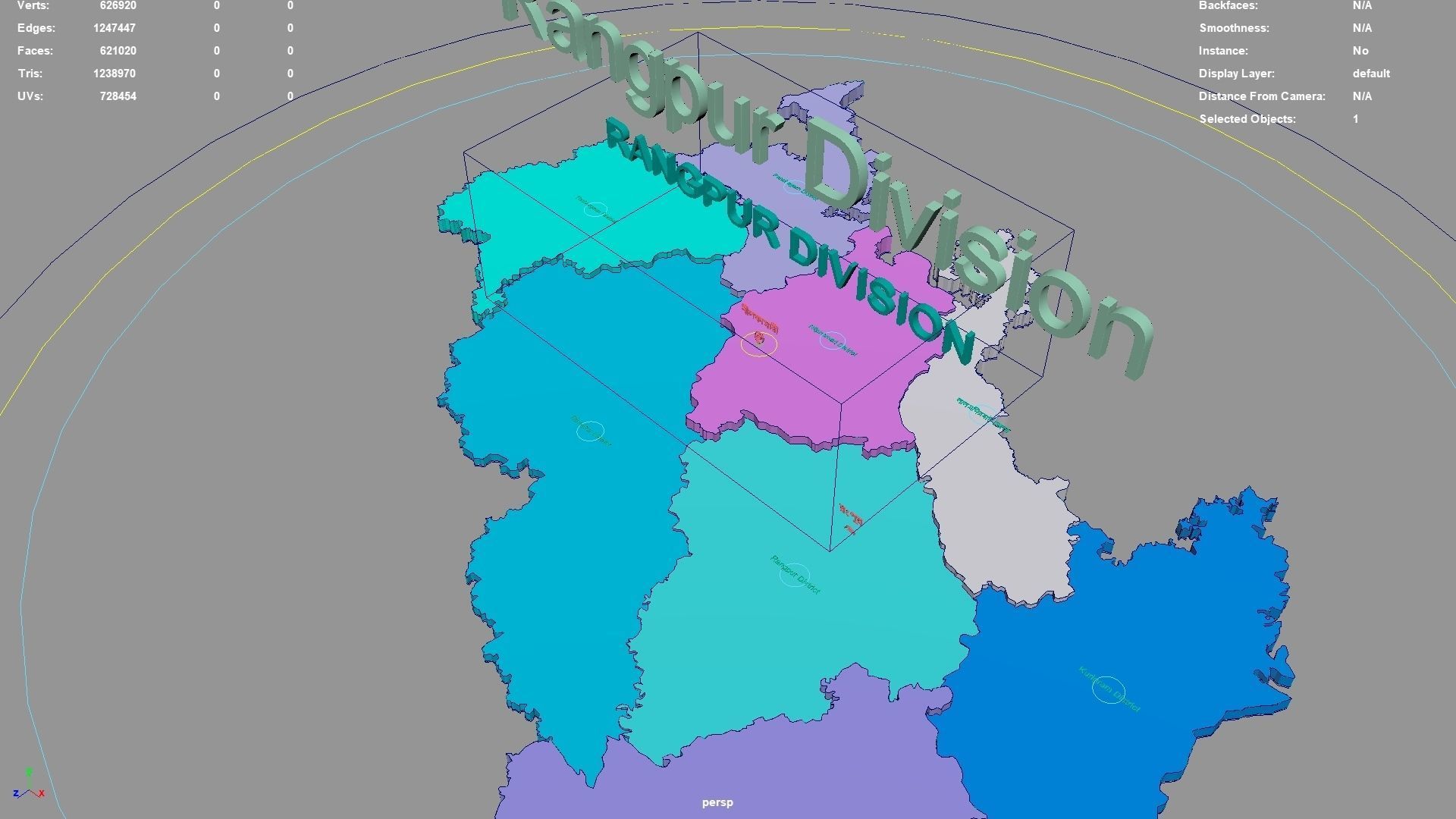 Rangpur Division Northern Bengal Bangladesh map region 3D model rigged ...