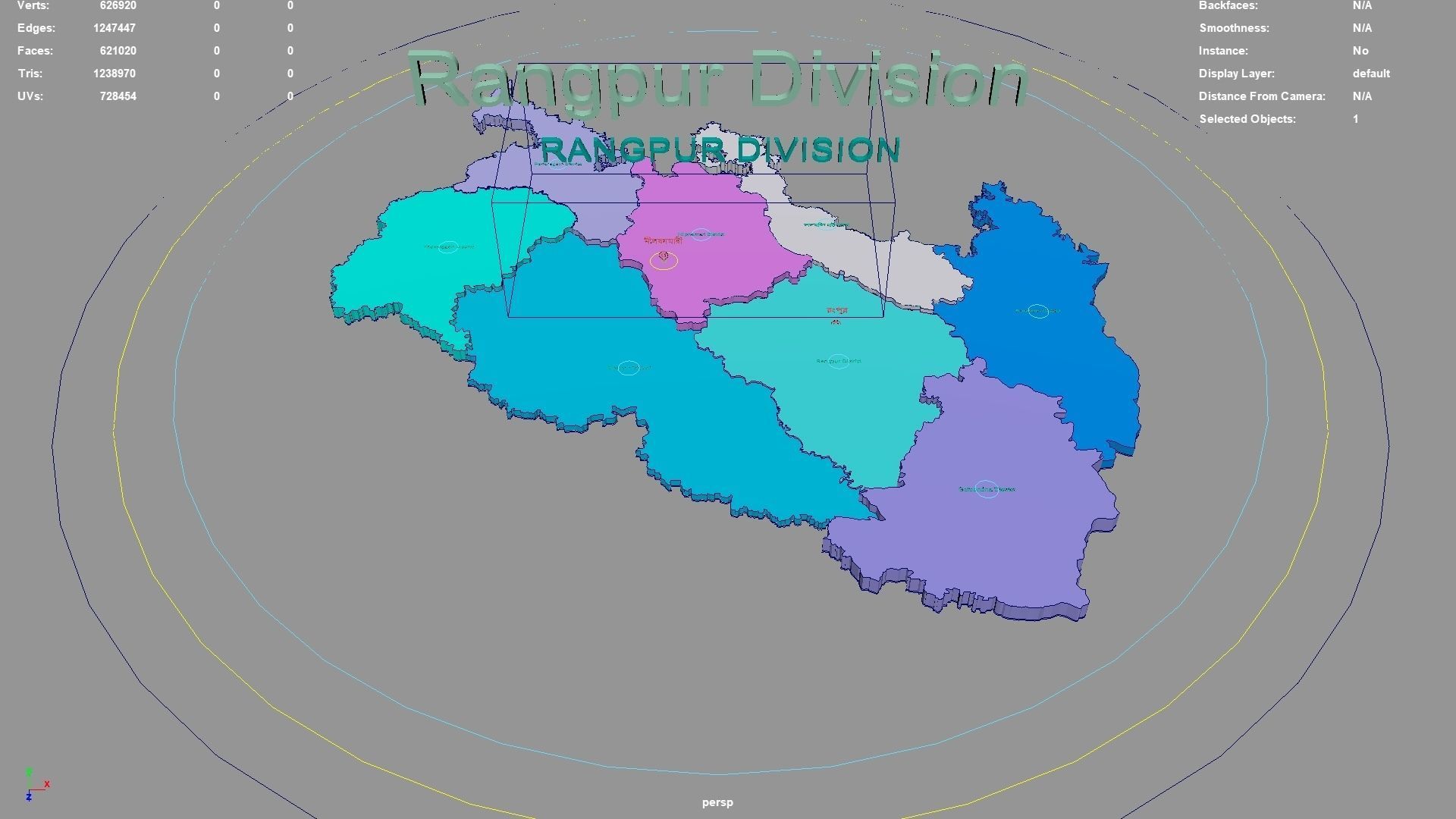 Rangpur Division Northern Bengal Bangladesh map region 3D model rigged | CGTrader