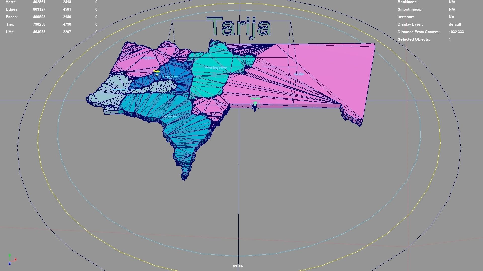 Tarija Bolivia map region geography political geographic 3D model ...
