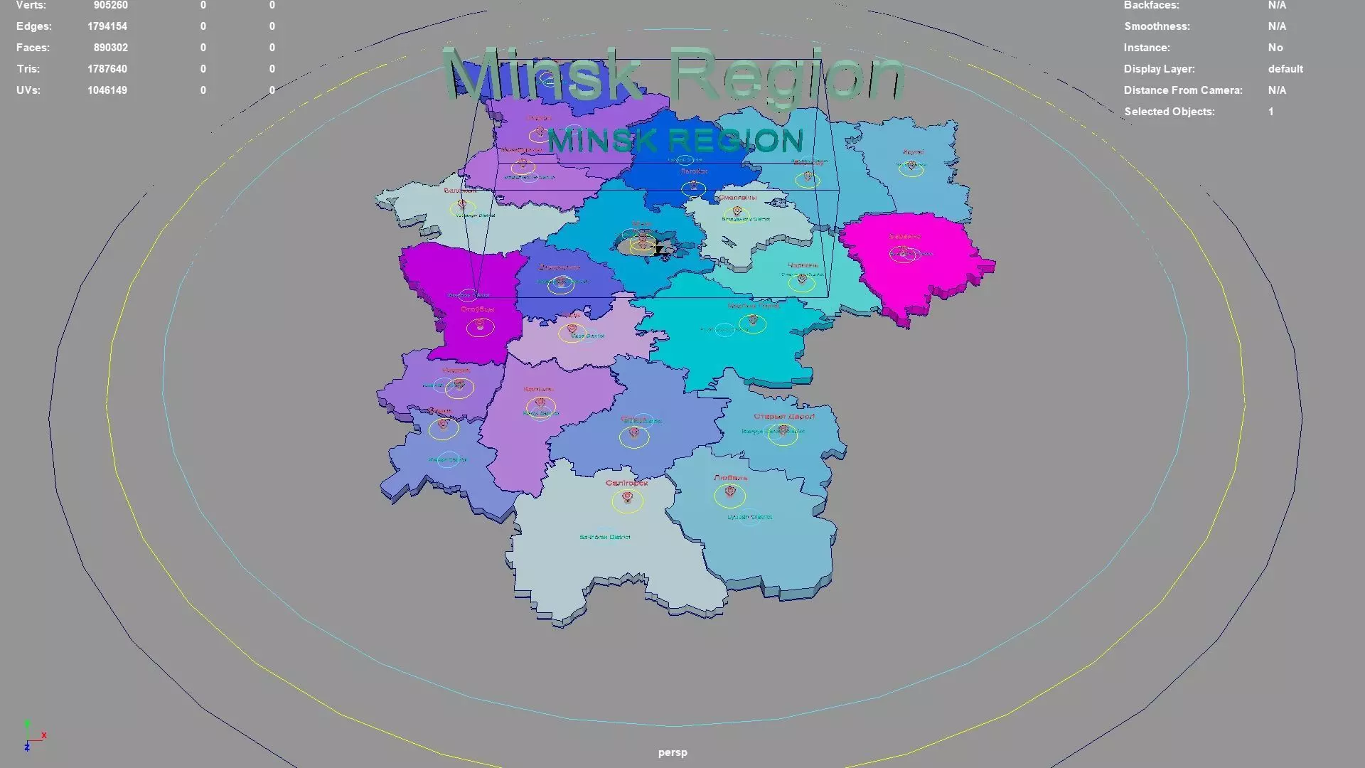 Minsk Region Belarus map region geography political geographic 3D model ...