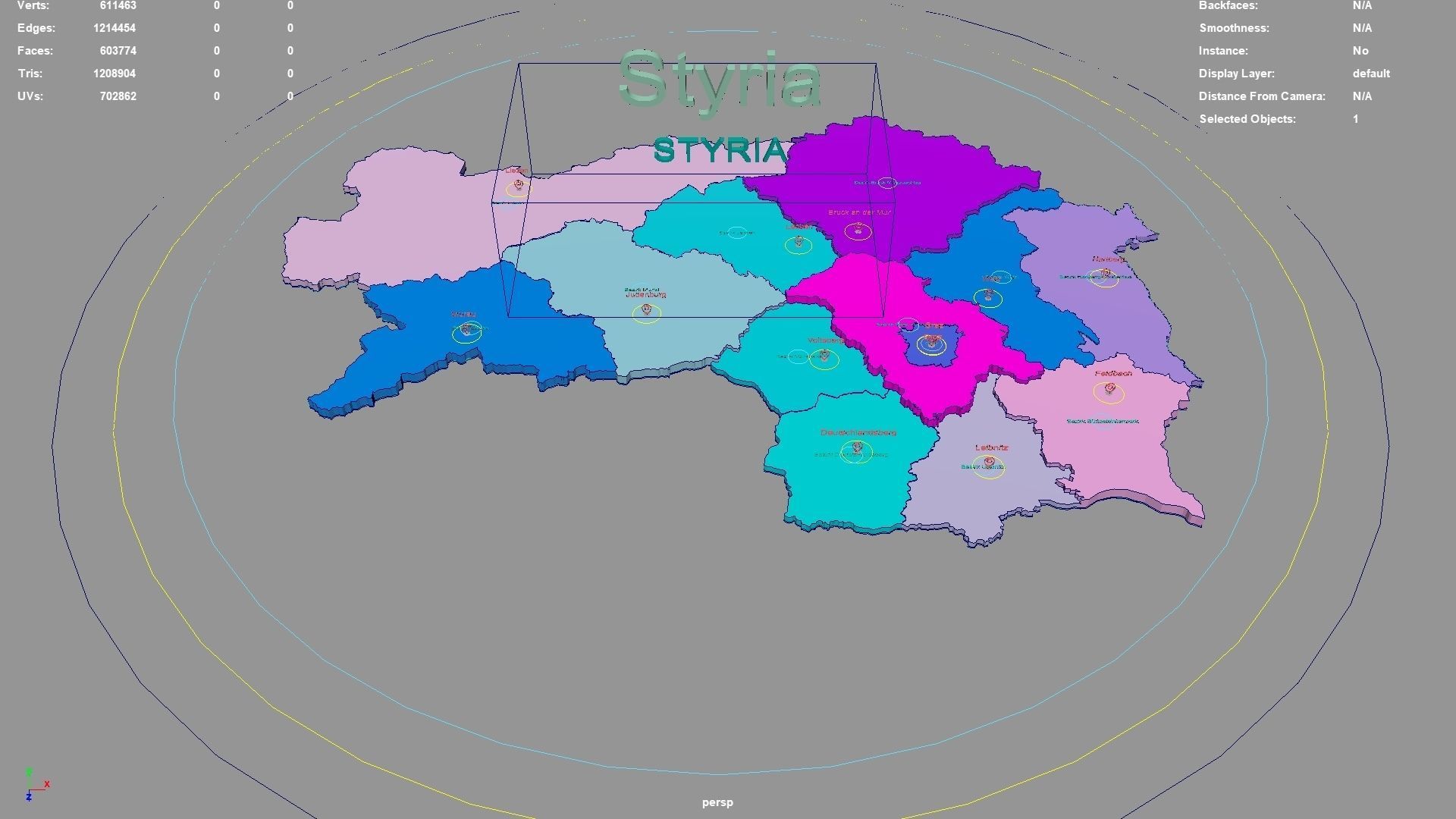 Styria Austria map region geography political geographic 3D model ...