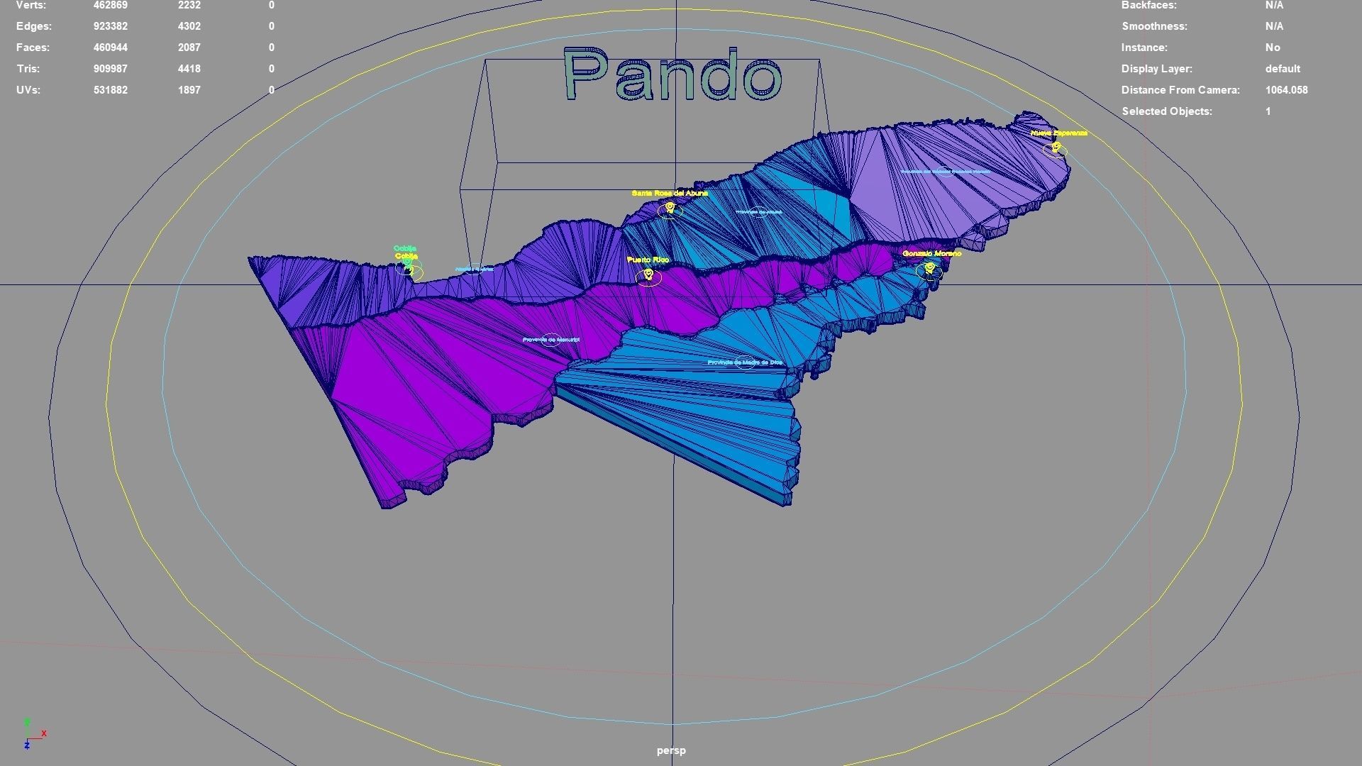 Pando Bolivia map region geography political geographic 3D model rigged | CGTrader
