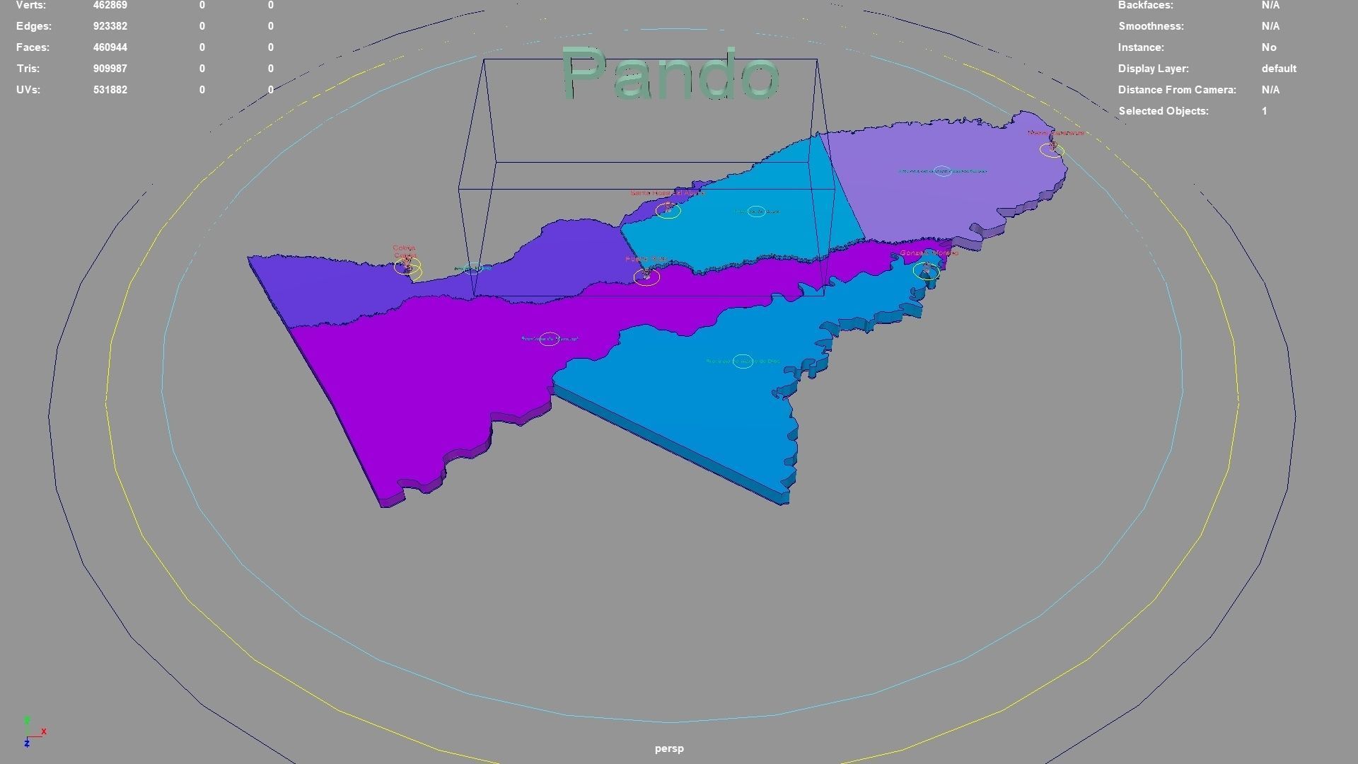 Pando Bolivia map region geography political geographic 3D model rigged ...