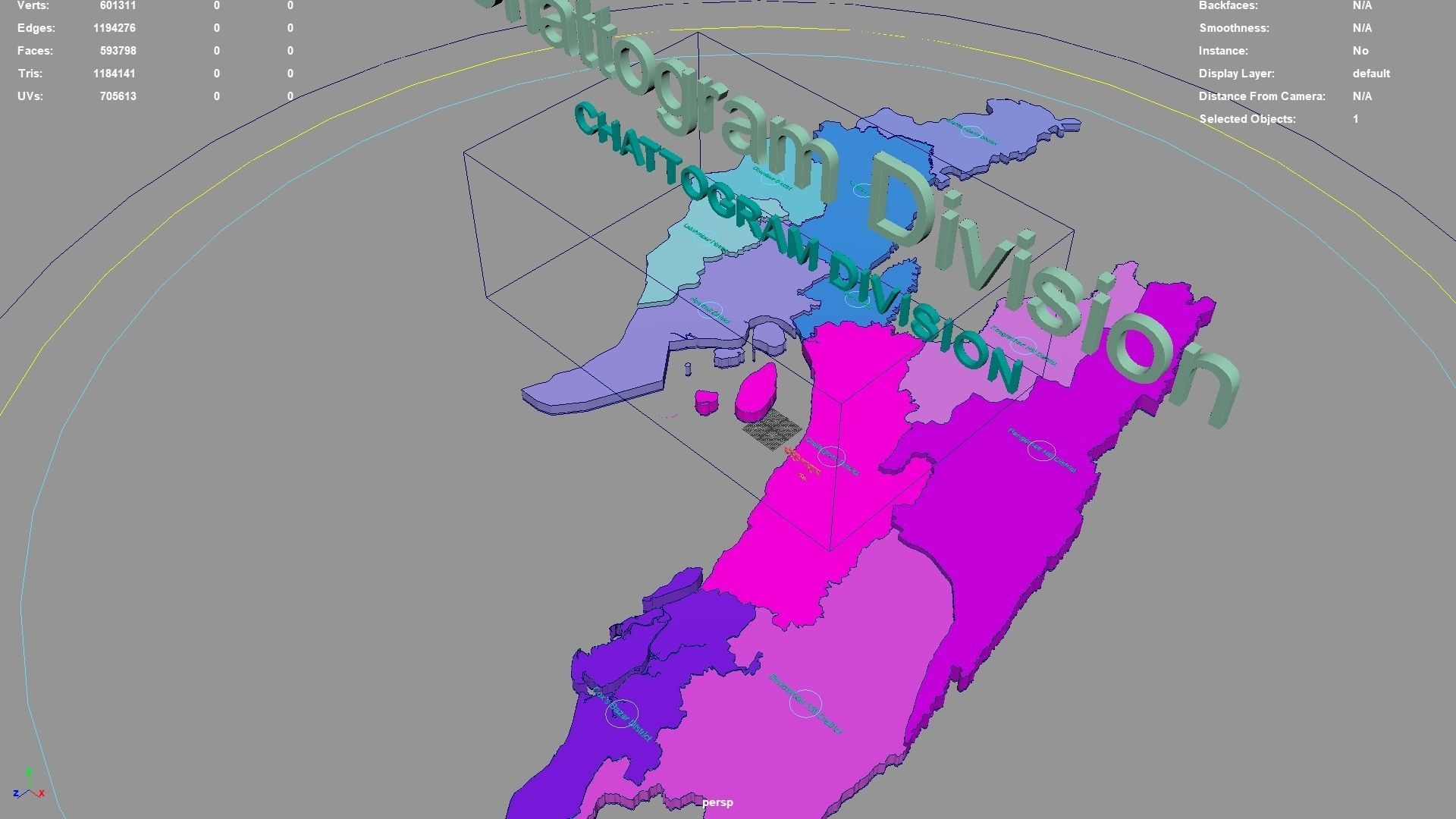 Chattogram Division Eastern Bengal Bangladesh map region 3D model ...