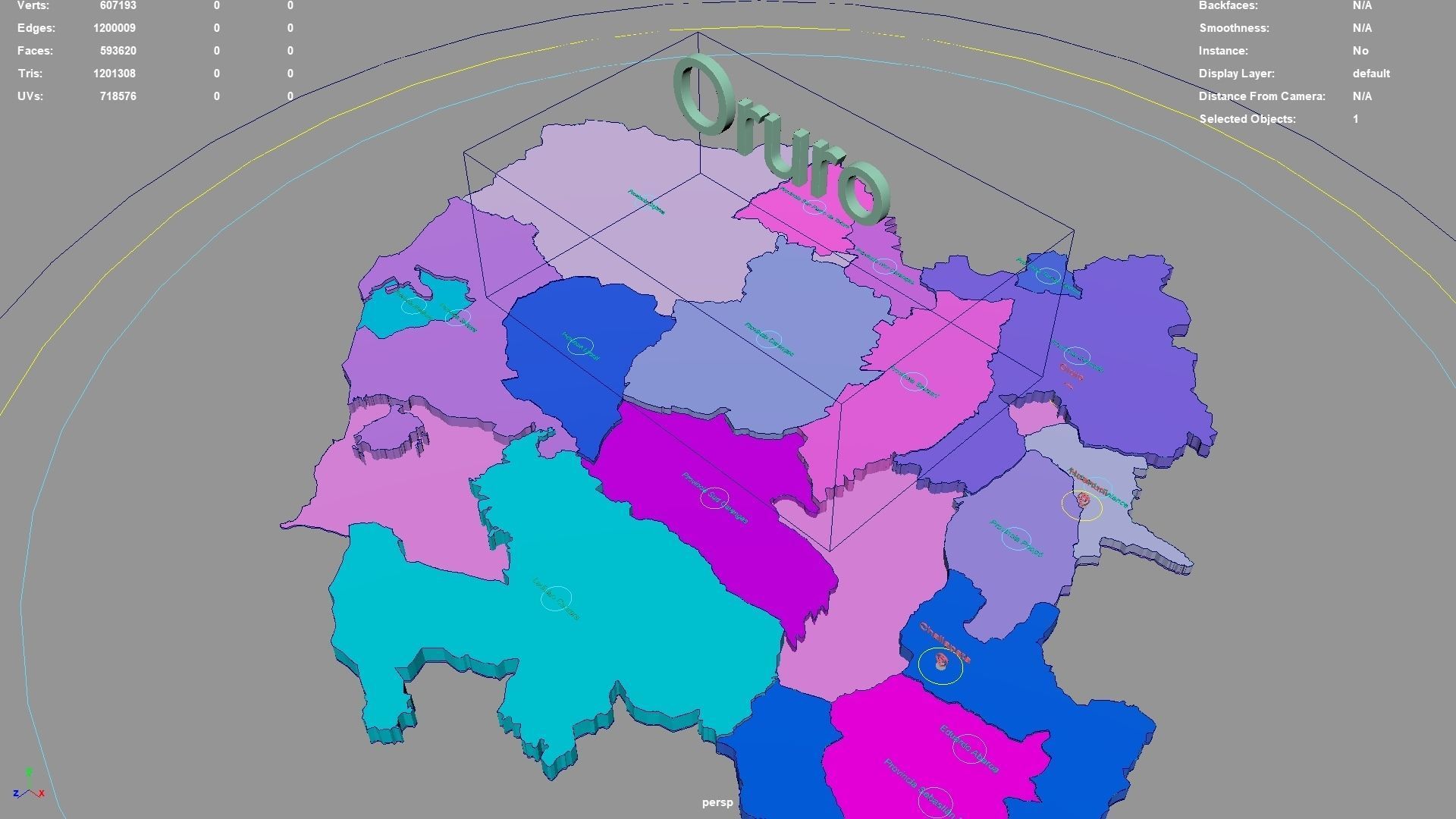Oruro Bolivia map region geography political geographic 3D model rigged ...