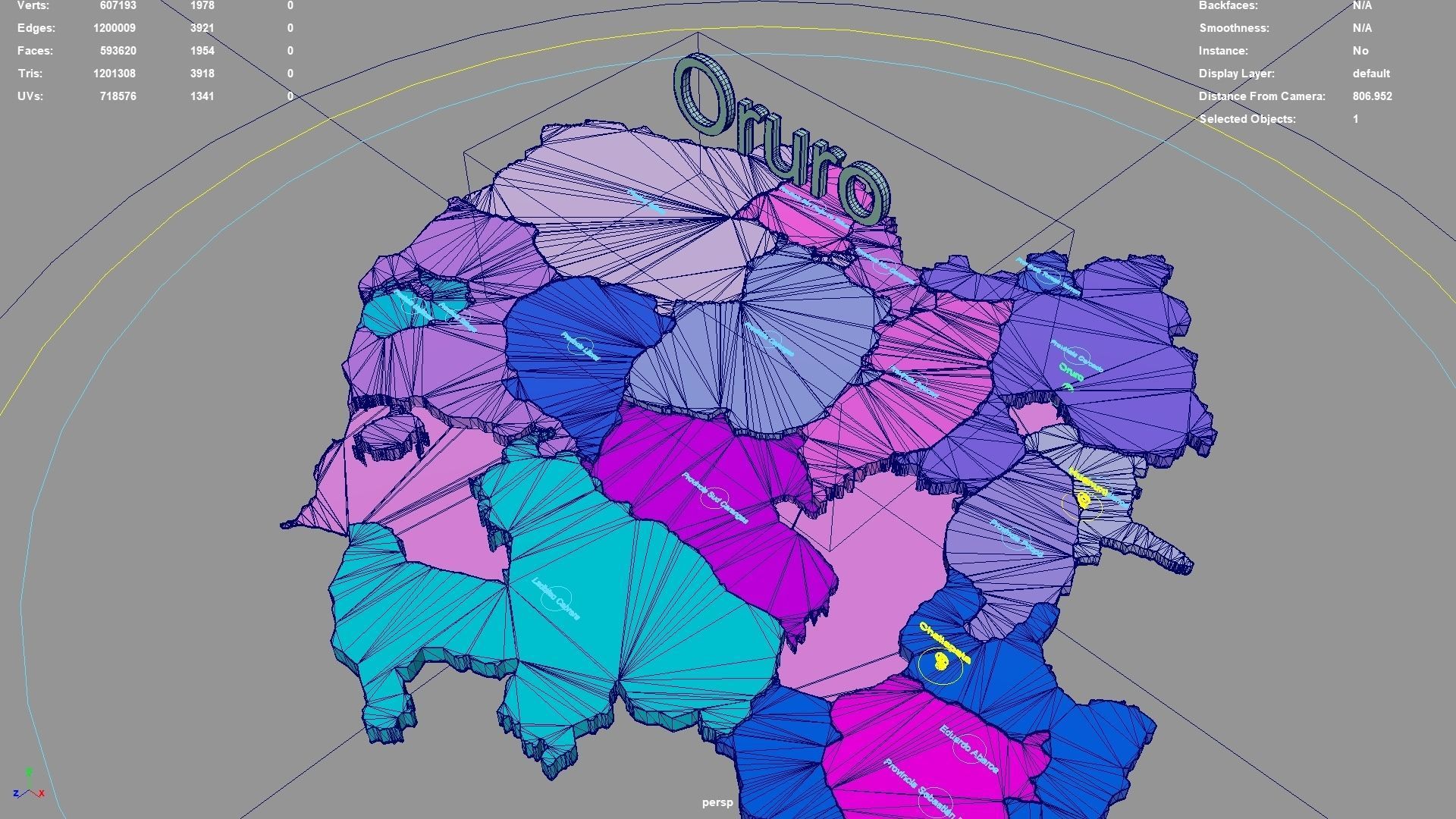 Oruro Bolivia map region geography political geographic 3D model rigged ...