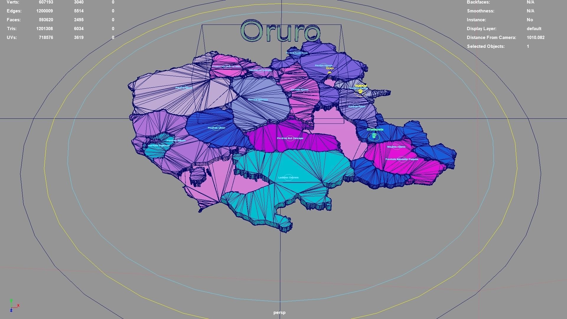 Oruro Bolivia map region geography political geographic 3D model rigged ...