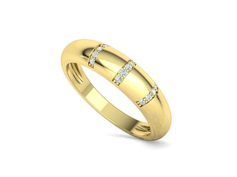 Bespoke Dome Diamond Ring 3 rows of stones 5mm wide 3D model 3D ...