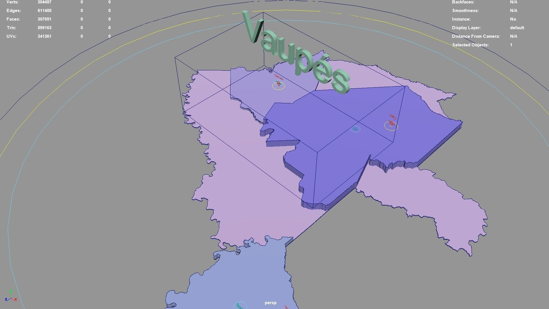 Vaupes RAP Amazonia Colombia map region geography political 3D model ...