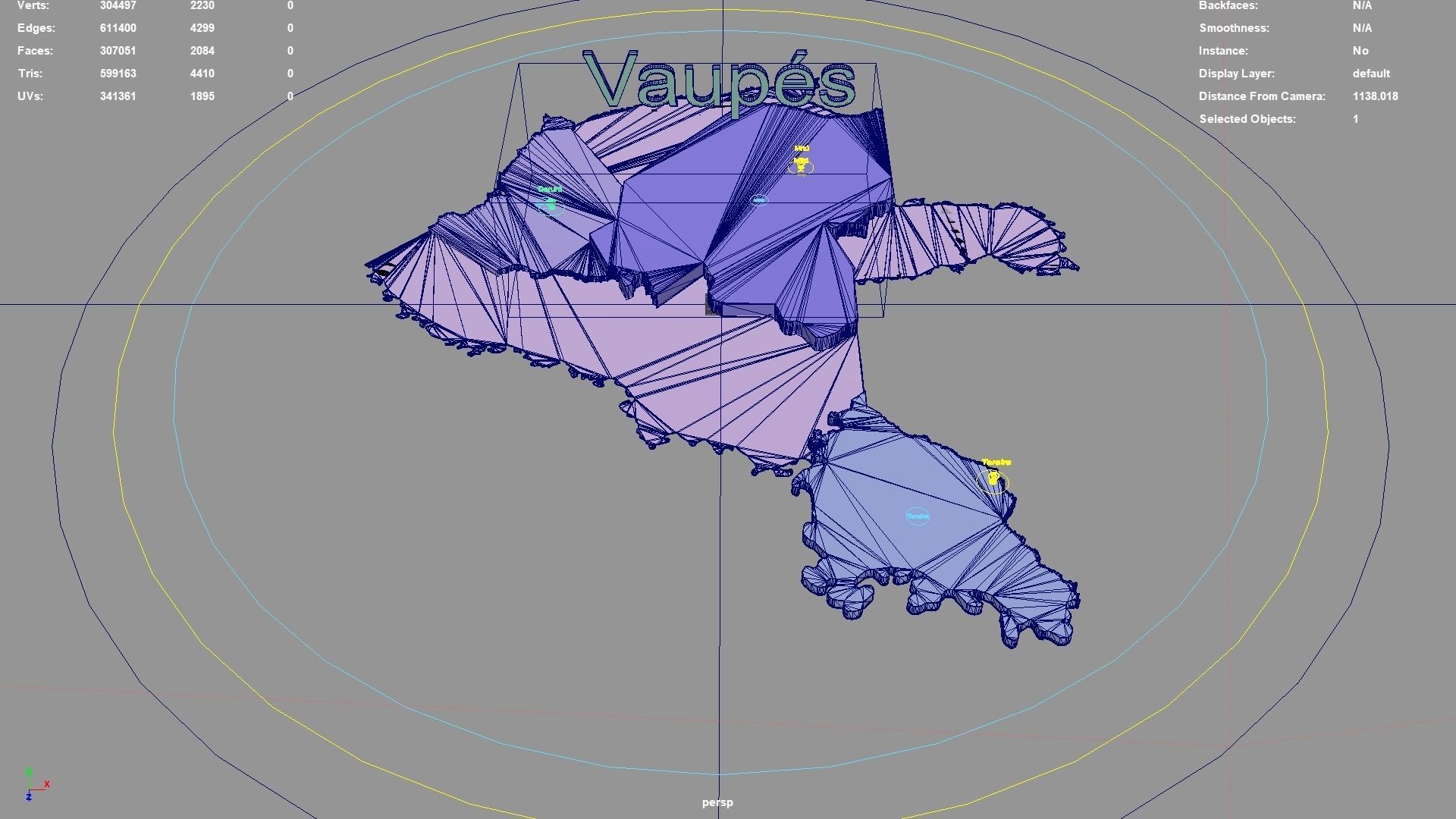 Vaupes RAP Amazonia Colombia map region geography political 3D model ...