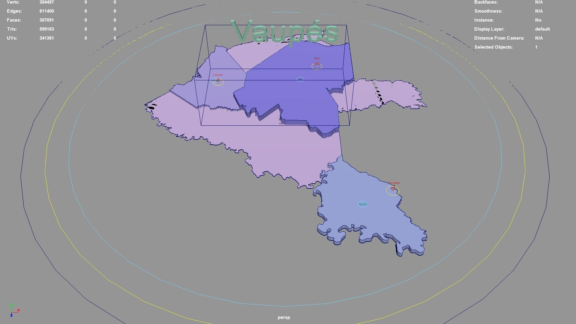 Vaupes RAP Amazonia Colombia map region geography political 3D model ...