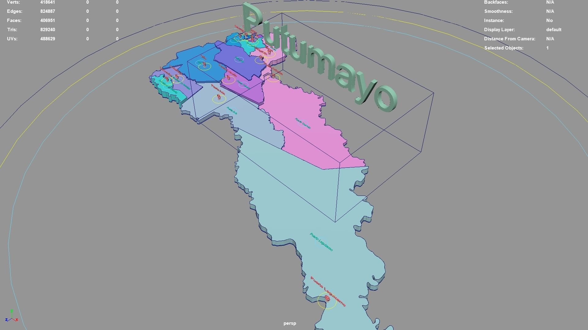 Putumayo RAP Amazonia Colombia map region geography political 3D model ...