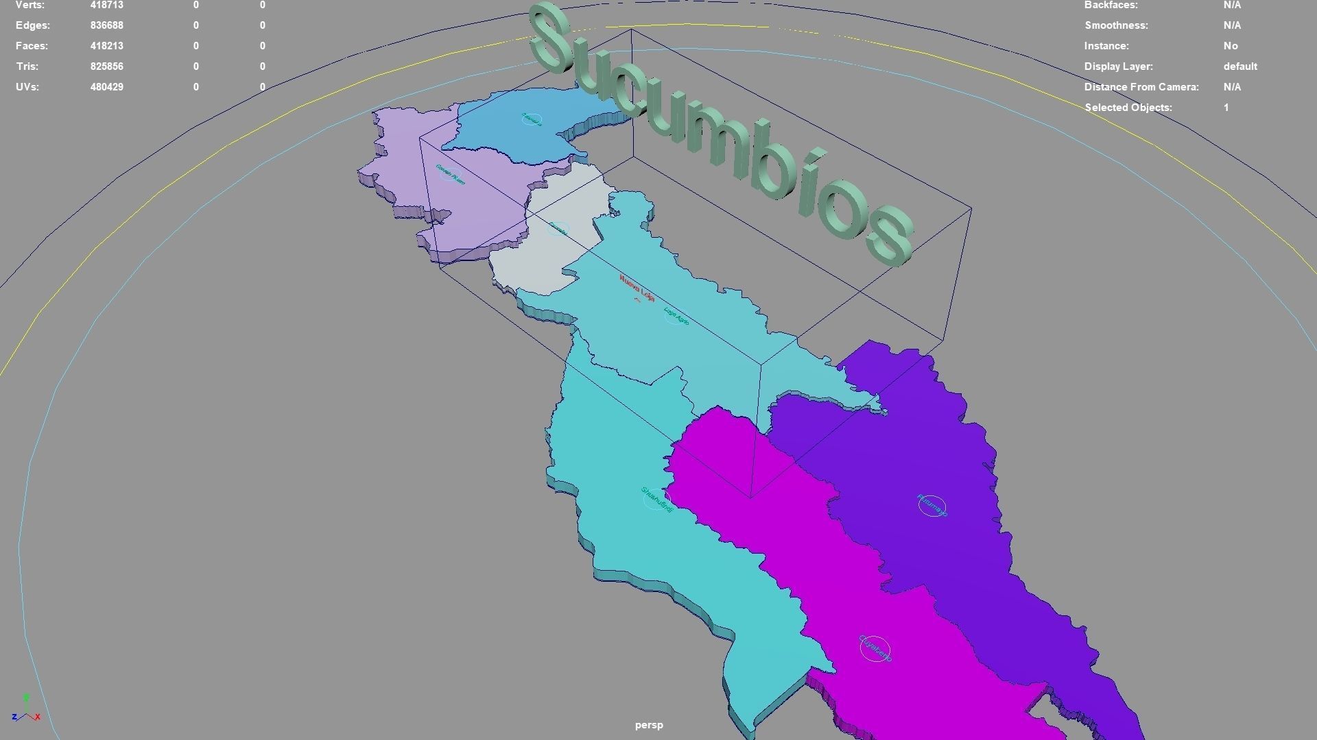 Sucumbios Ecuador map region geography political geographic 3D model rigged | CGTrader