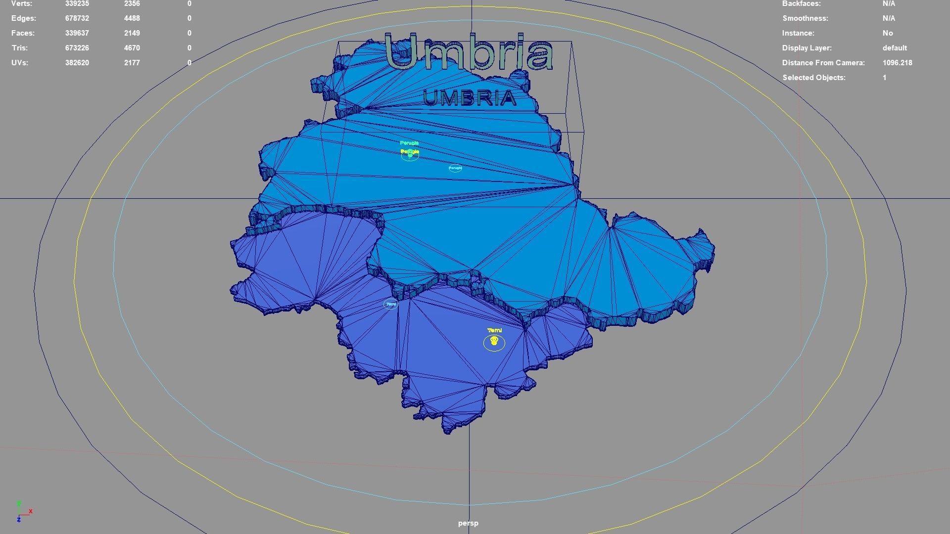 Umbria Italy map region geography political geographic 3D model rigged ...