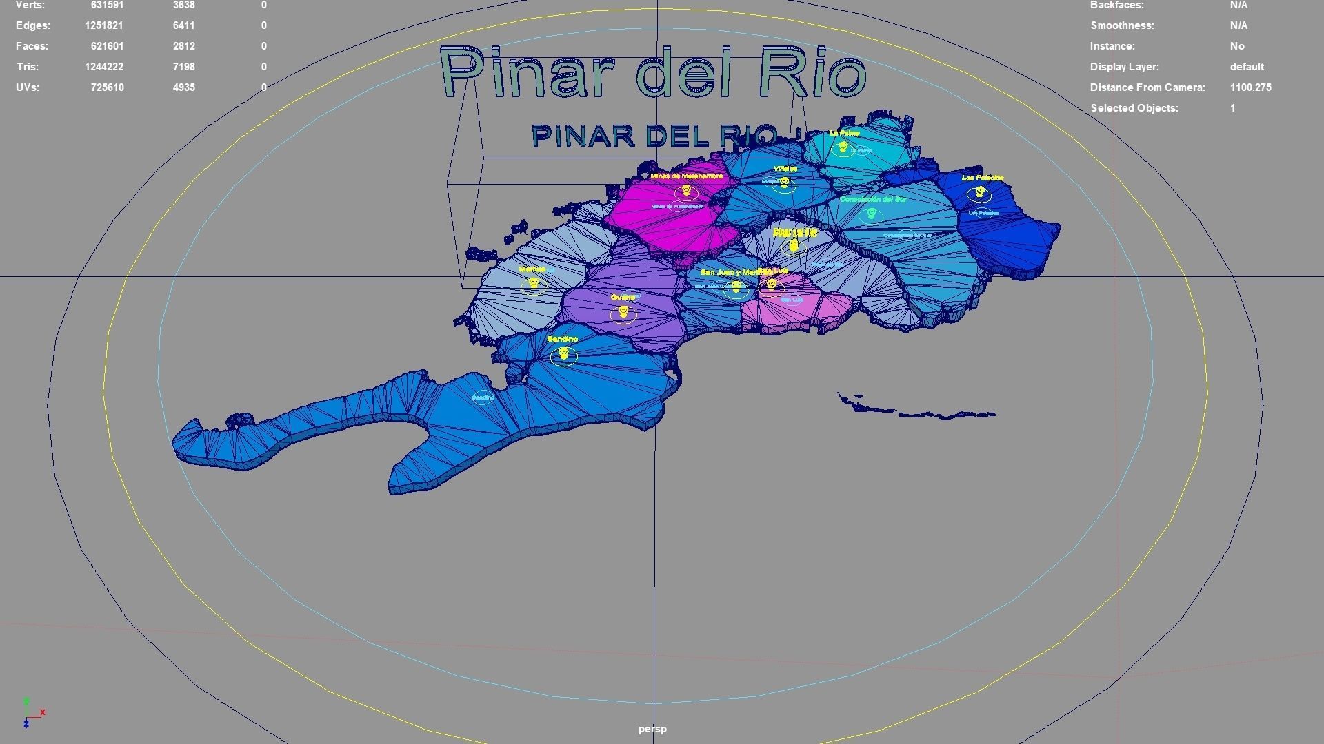 Pinar del Rio Cuba map region geography political geographic 3D model ...