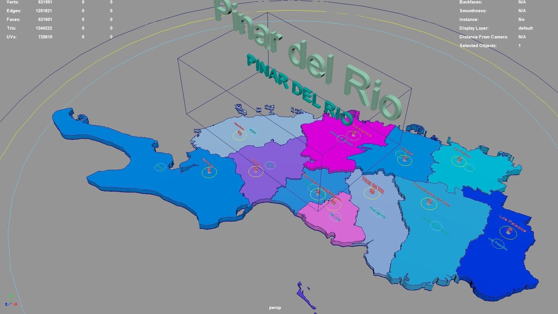 Pinar del Rio Cuba map region geography political geographic 3D model ...