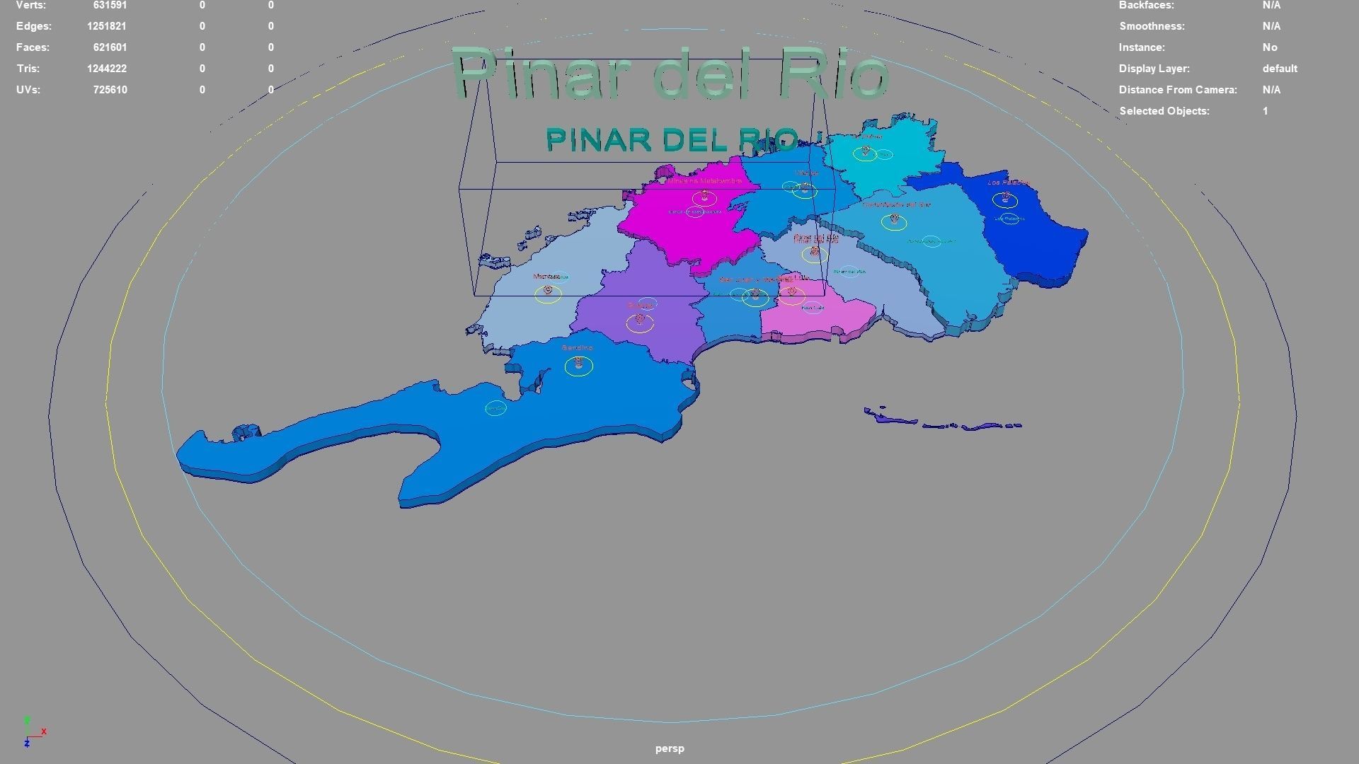 Pinar del Rio Cuba map region geography political geographic 3D model ...