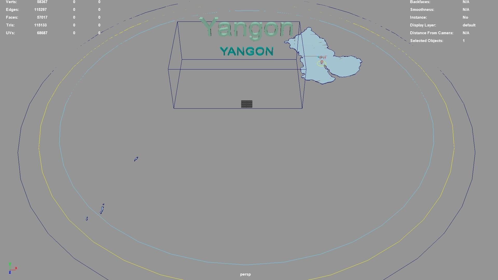 Yangon Myanmar map region geography political geographic 3D model ...