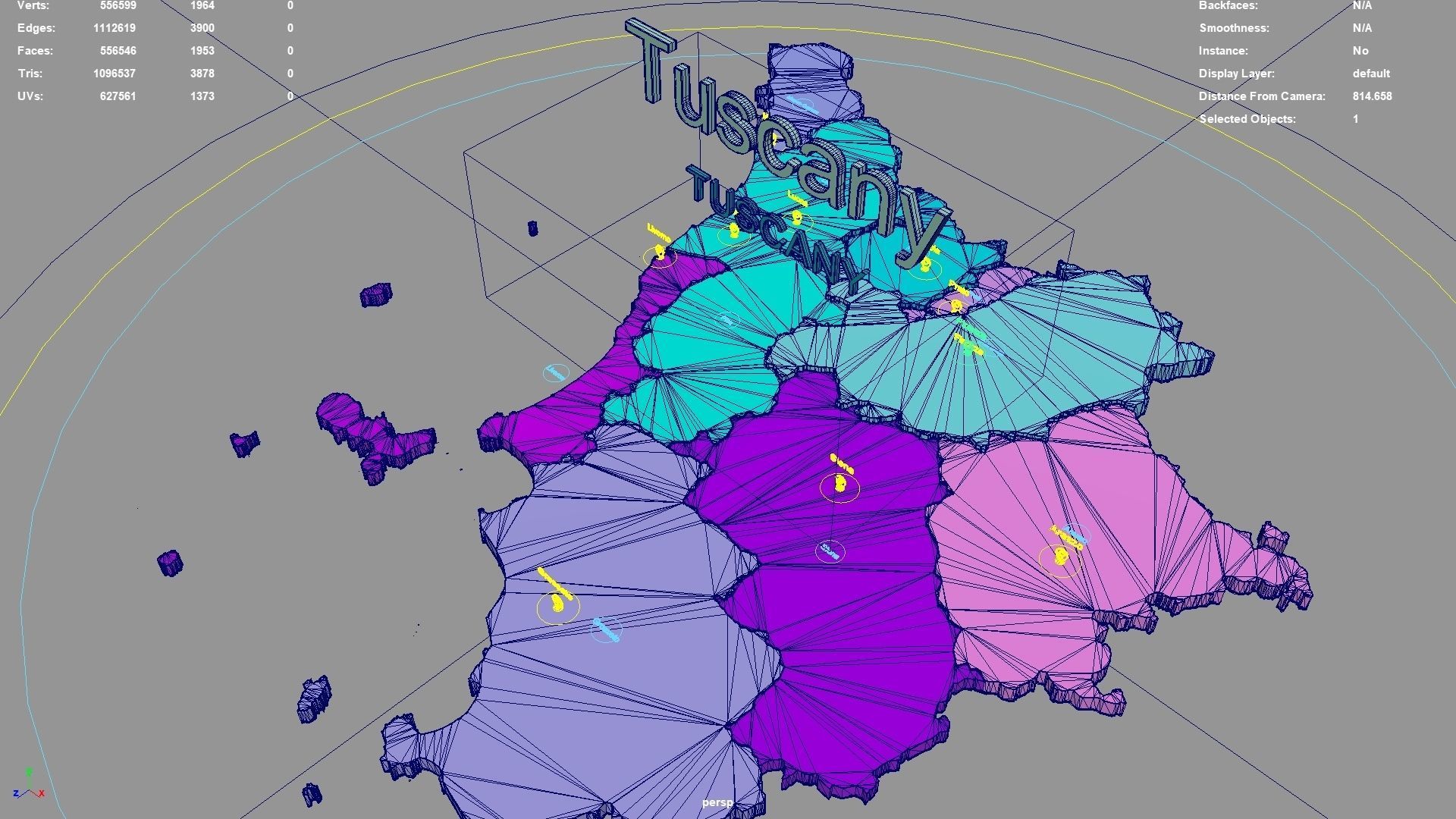 Tuscany Italy map region geography political geographic 3D model rigged ...