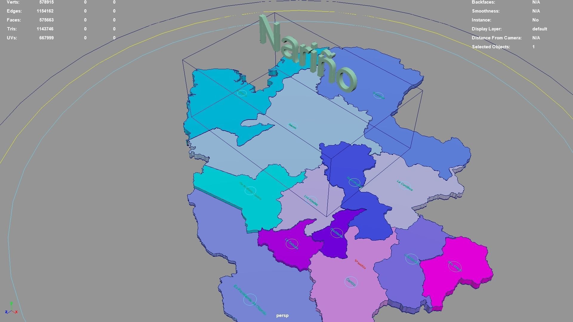 Narino RAP Pacifico Colombia map region geography political 3D model ...