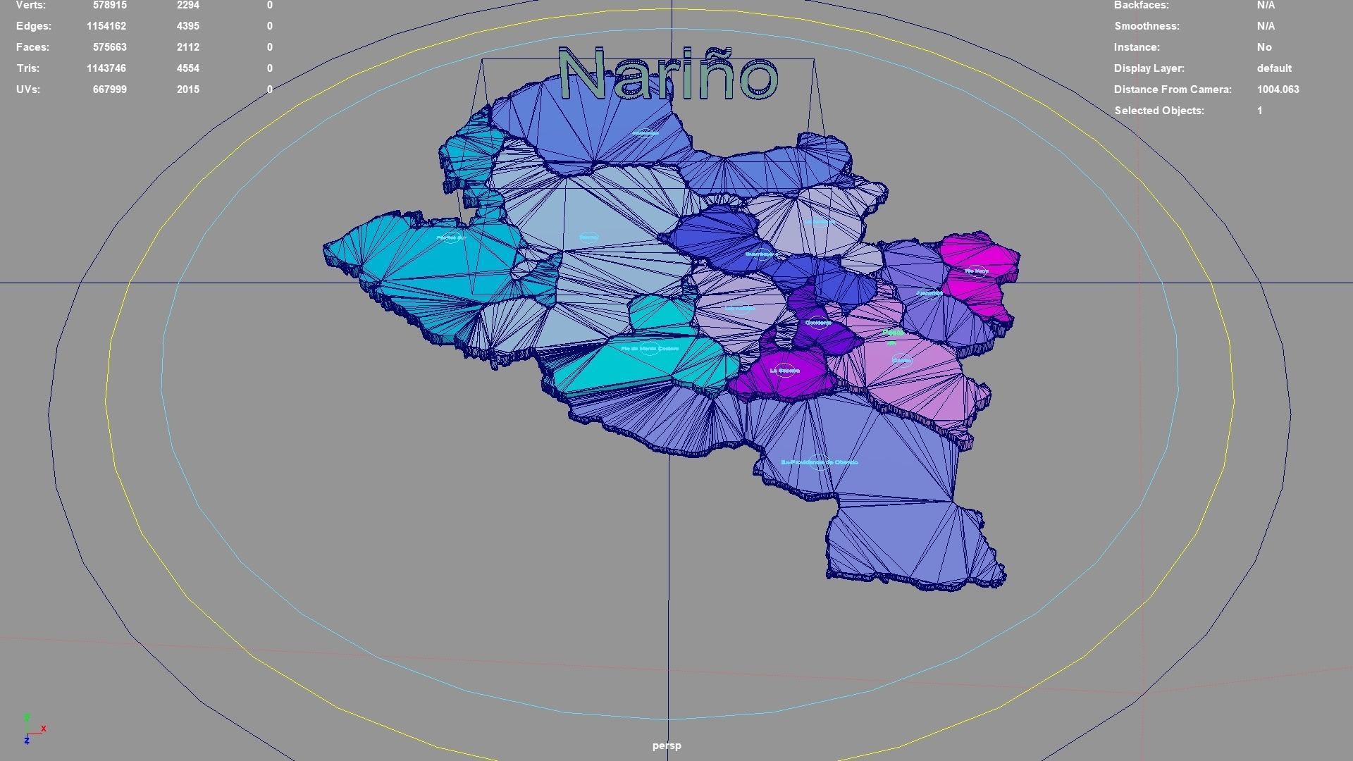 Narino RAP Pacifico Colombia map region geography political 3D model ...