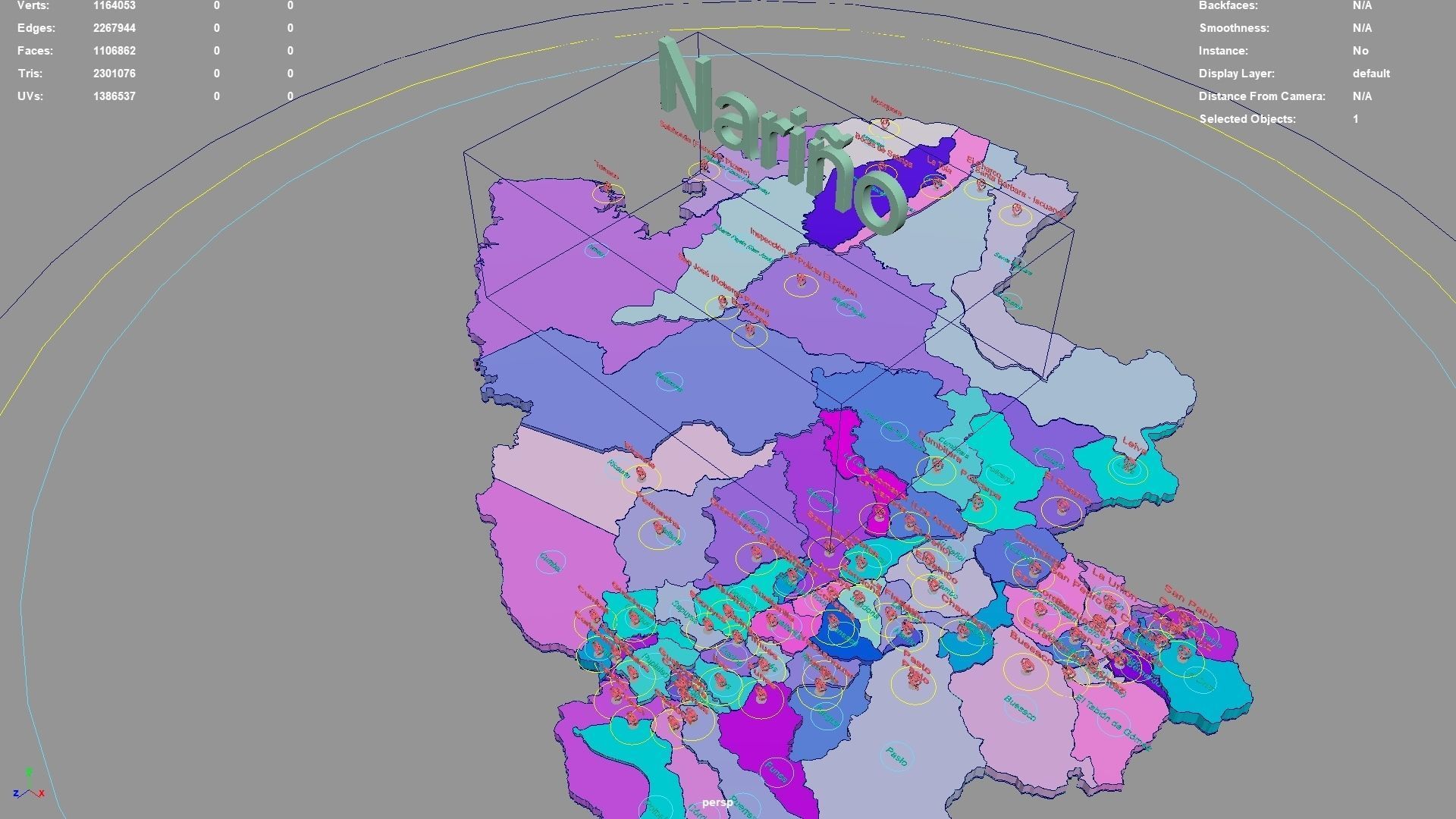Narino RAP Pacifico Colombia map region geography political 3D model ...