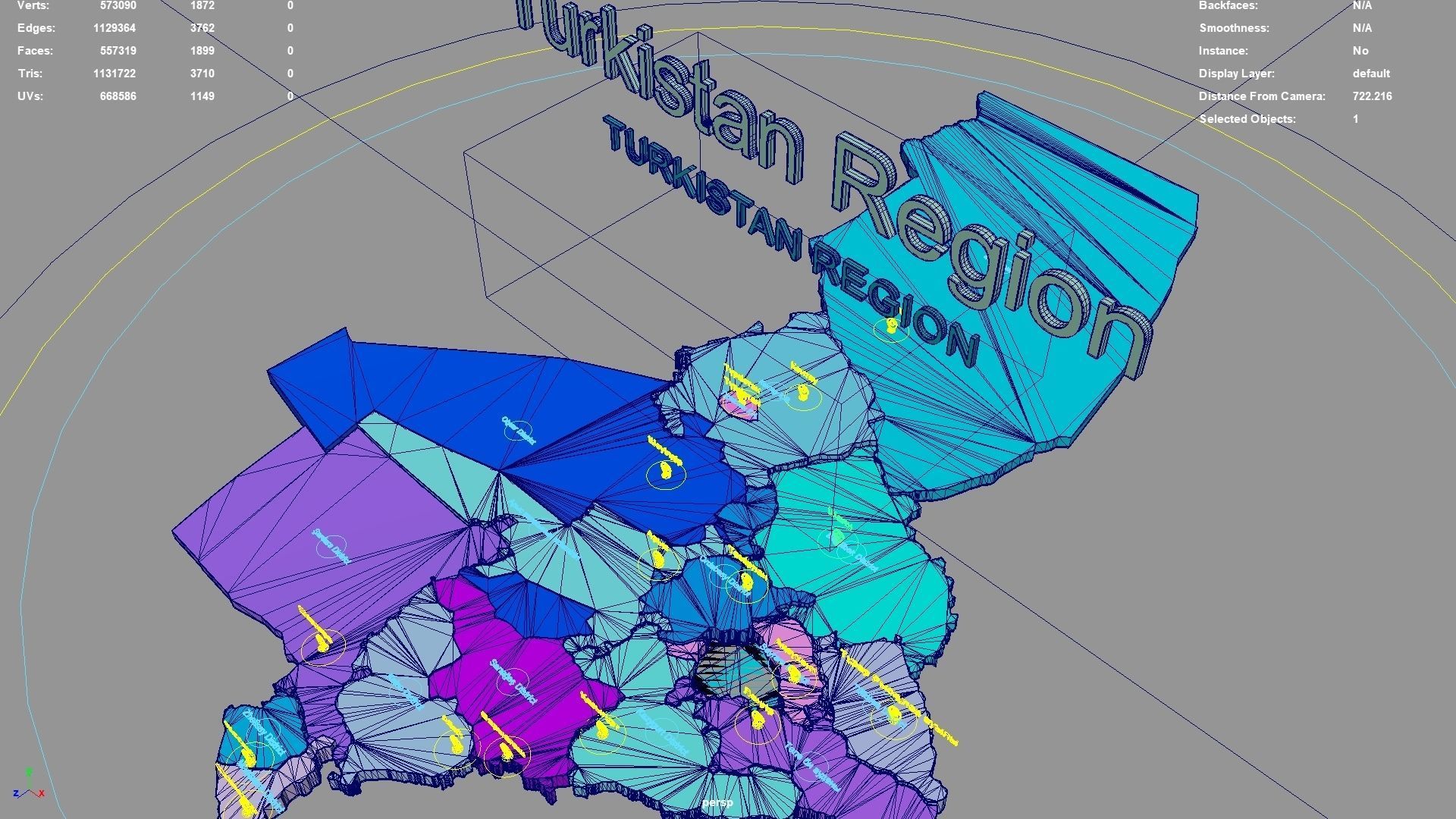Turkistan Region Kazakhstan map region geography political 3D model ...