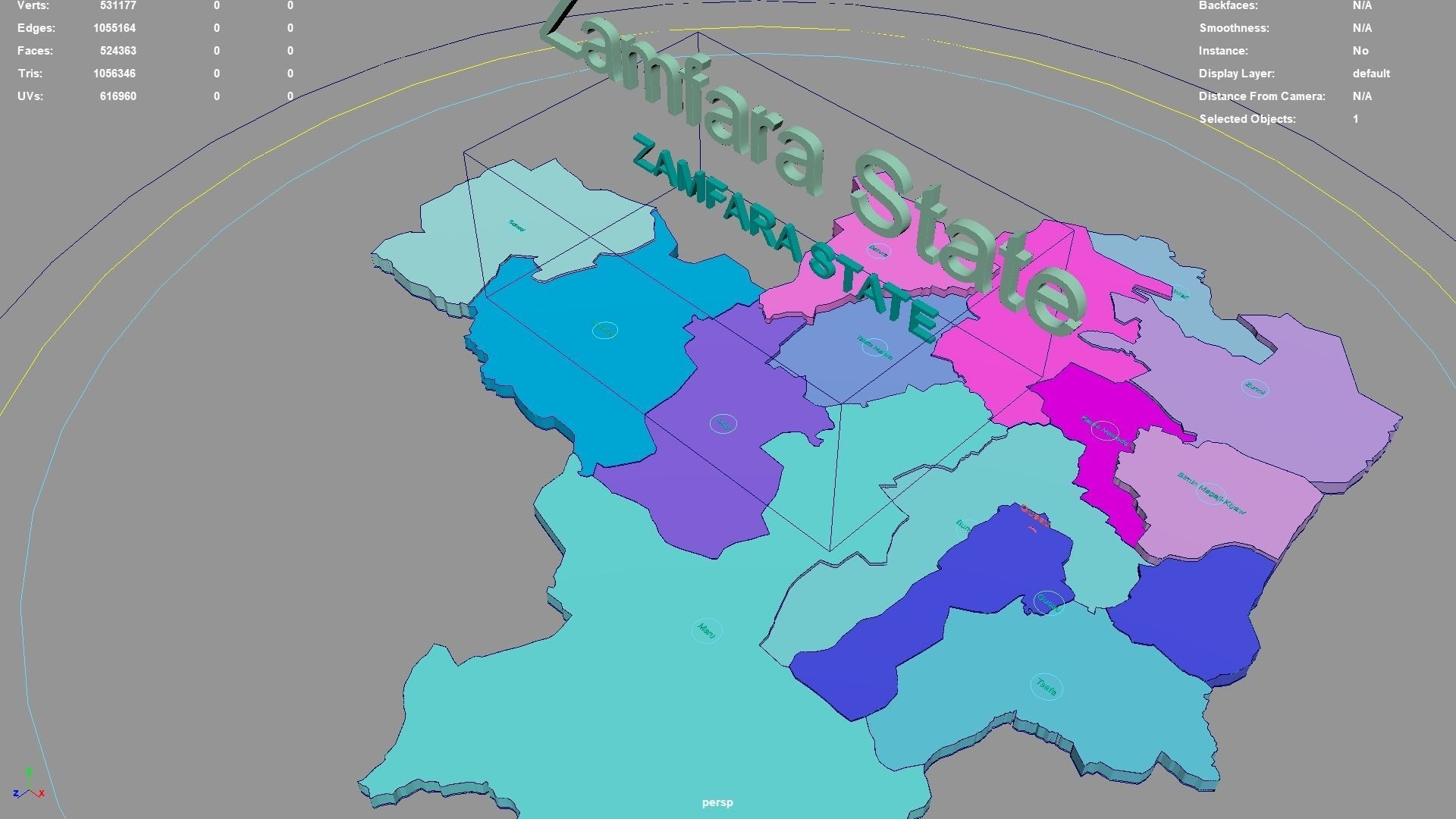 Zamfara State Nigeria map region geography political geographic 3D model rigged | CGTrader