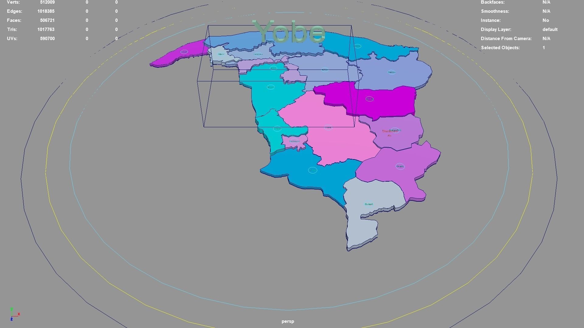 Yobe Nigeria map region geography political geographic 3D model rigged ...