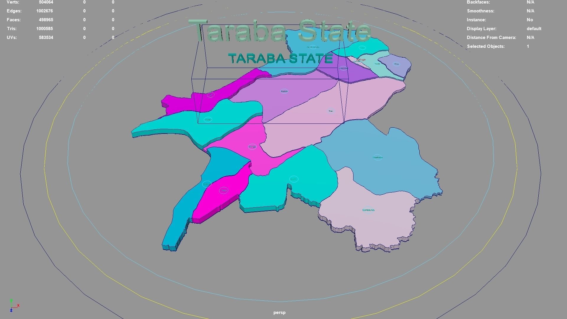 Taraba State Nigeria map region geography political geographic 3D model rigged | CGTrader