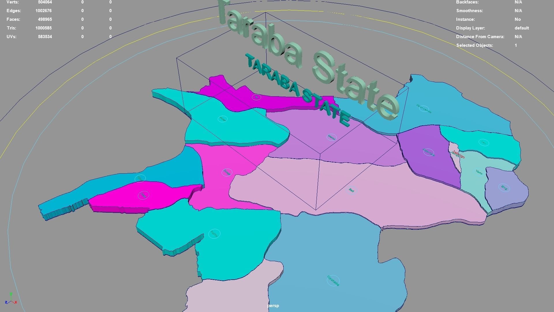 Taraba State Nigeria map region geography political geographic 3D model ...