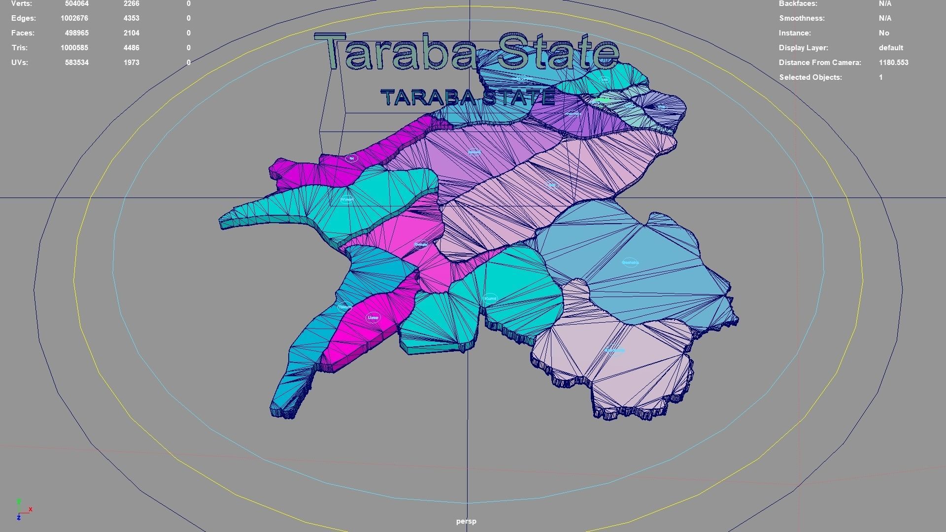 Taraba State Nigeria map region geography political geographic 3D model ...