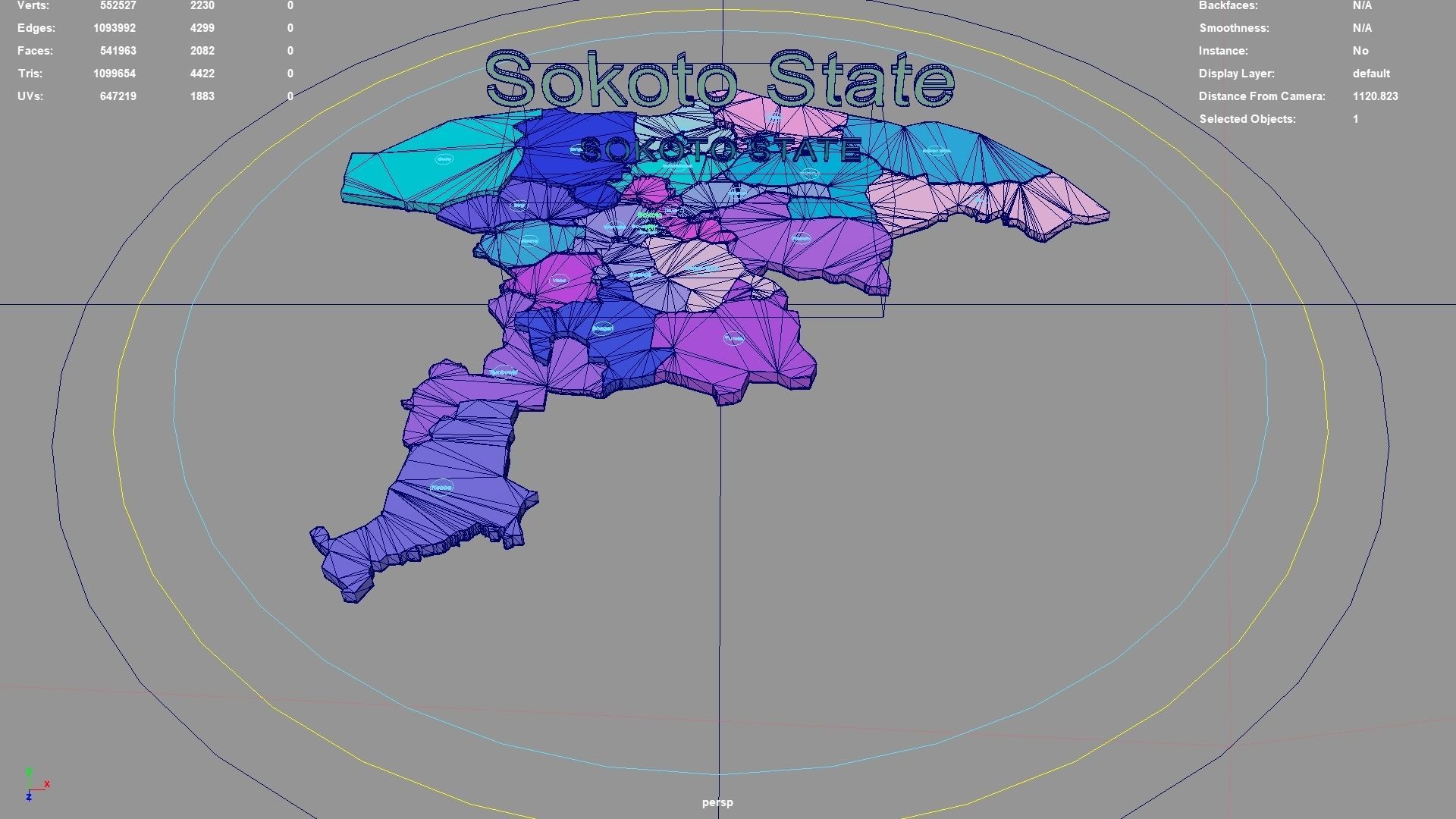 Sokoto State Nigeria map region geography political geographic 3D model ...