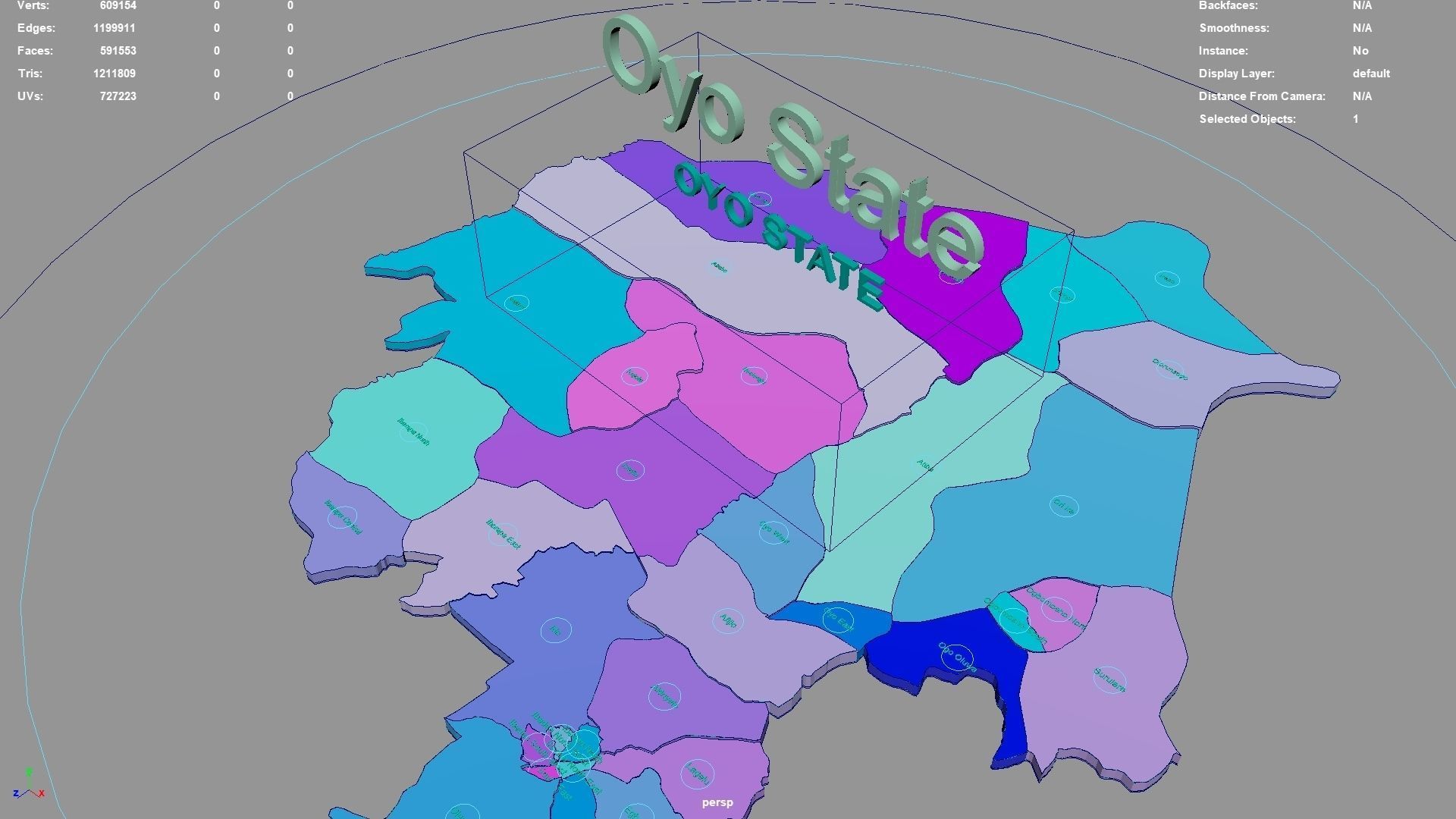 Oyo State Nigeria map region geography political geographic 3D model ...