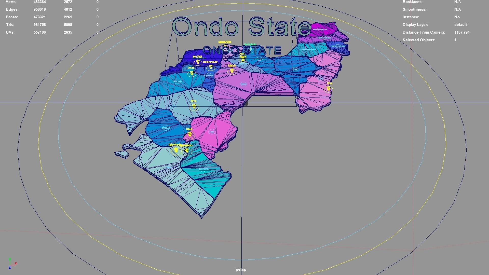 Ondo State Nigeria map region geography political geographic 3D model ...