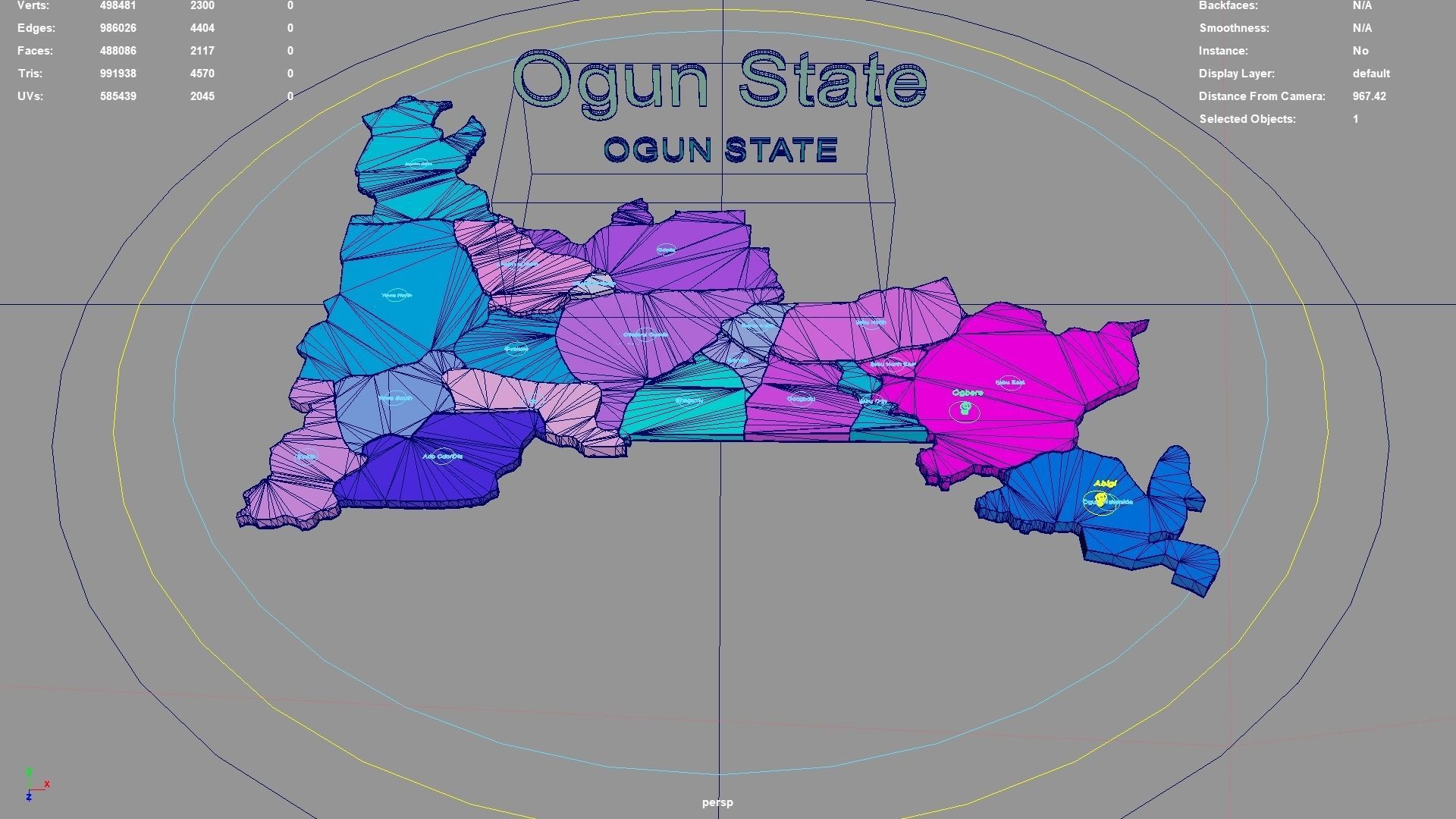 Ogun State Nigeria map region geography political geographic 3D model rigged | CGTrader