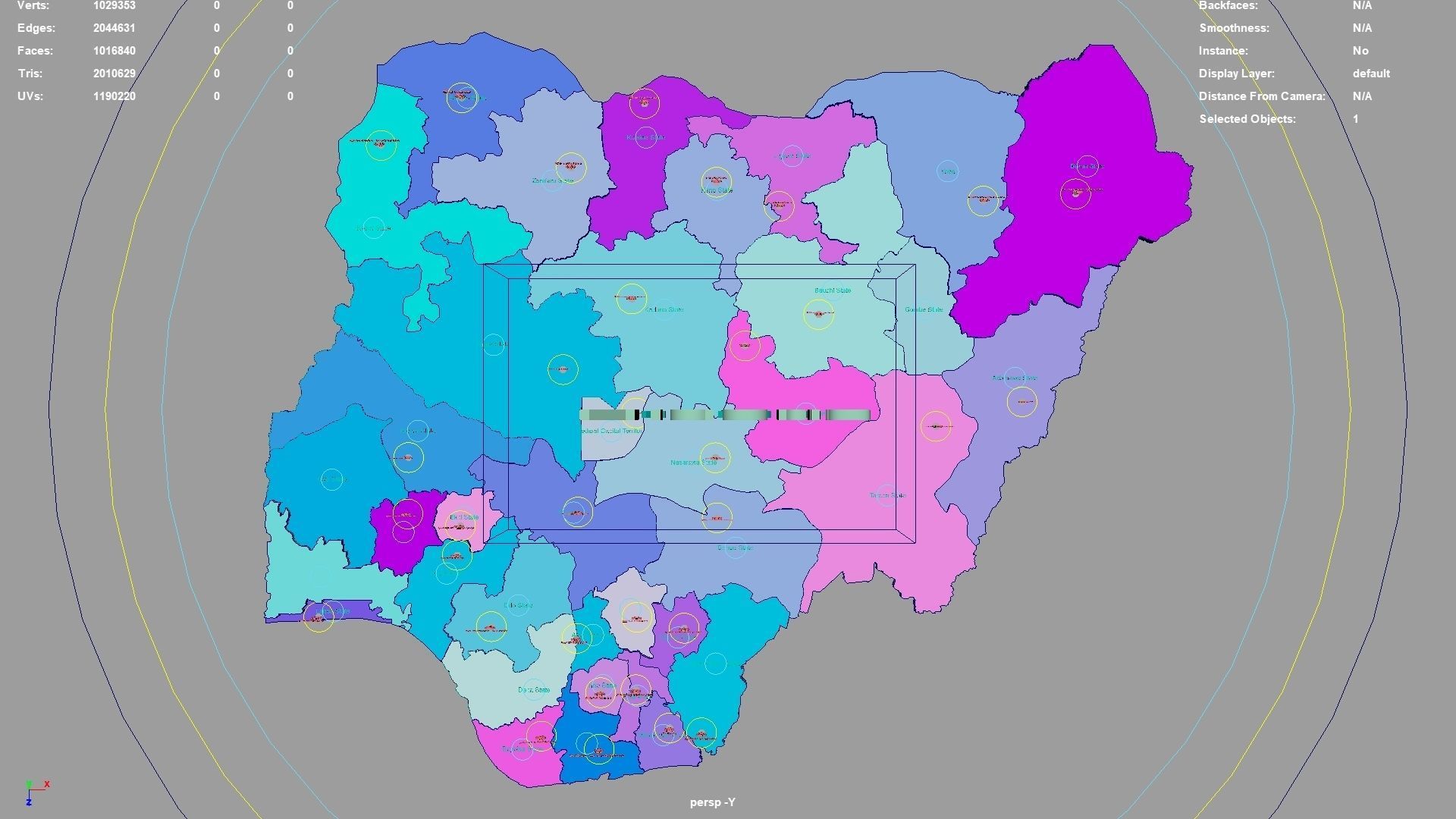 Nigeria map region geography political geographic administrative 3D ...