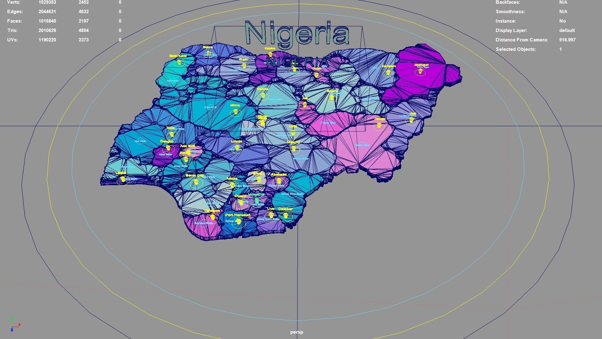 Nigeria map region geography political geographic administrative 3D ...