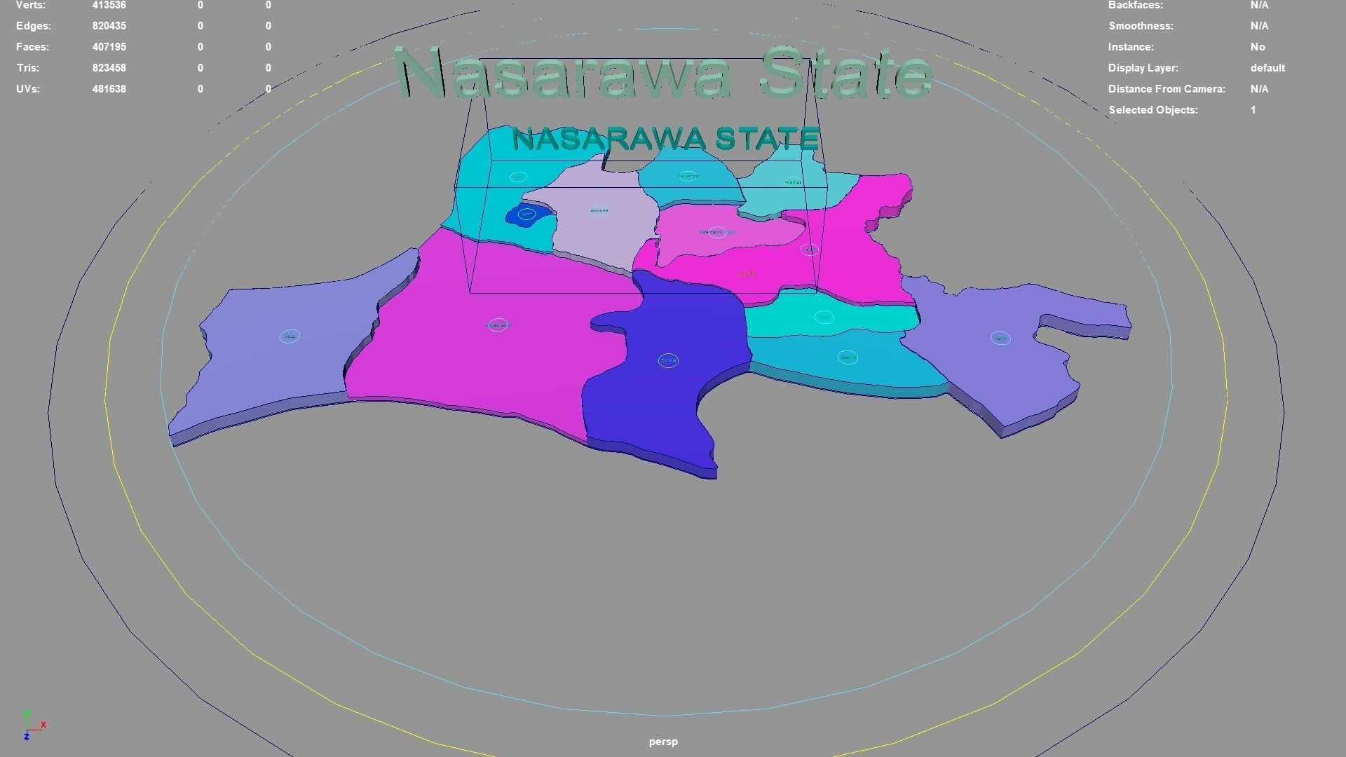 Nasarawa State Nigeria map region geography political 3D model rigged ...
