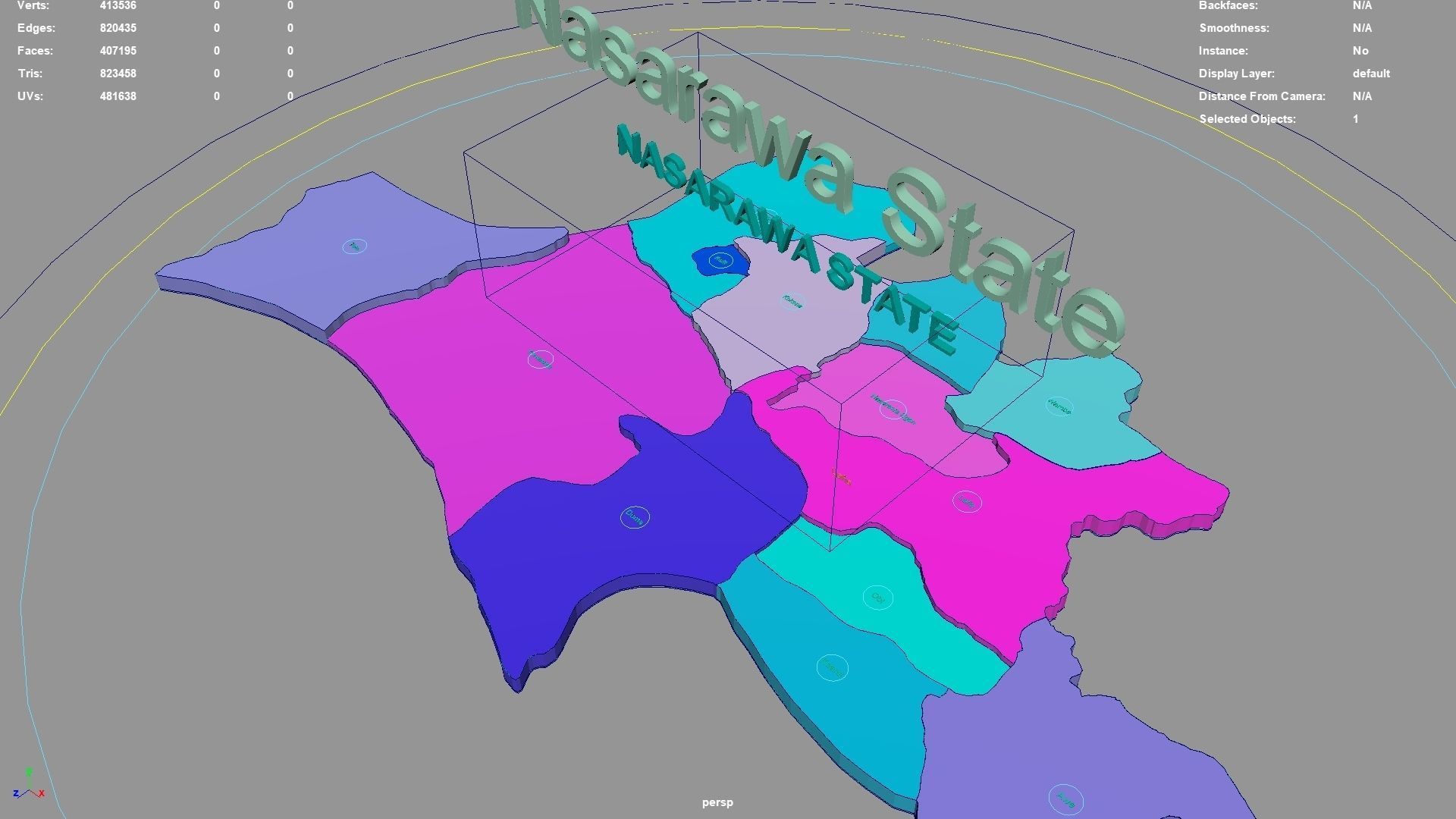 Nasarawa State Nigeria map region geography political 3D model rigged ...