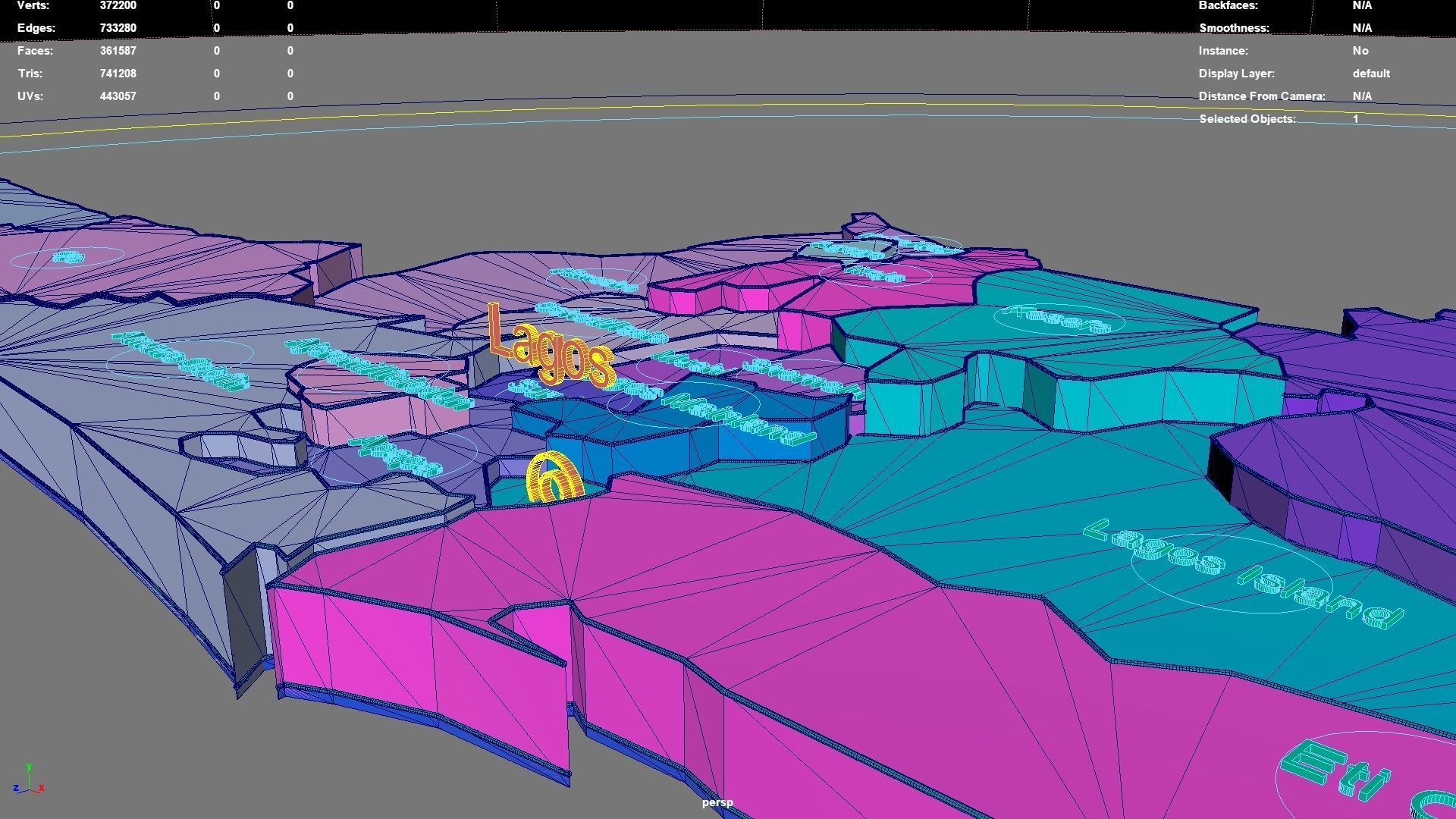 Lagos State Nigeria map region geography political geographic 3D model ...