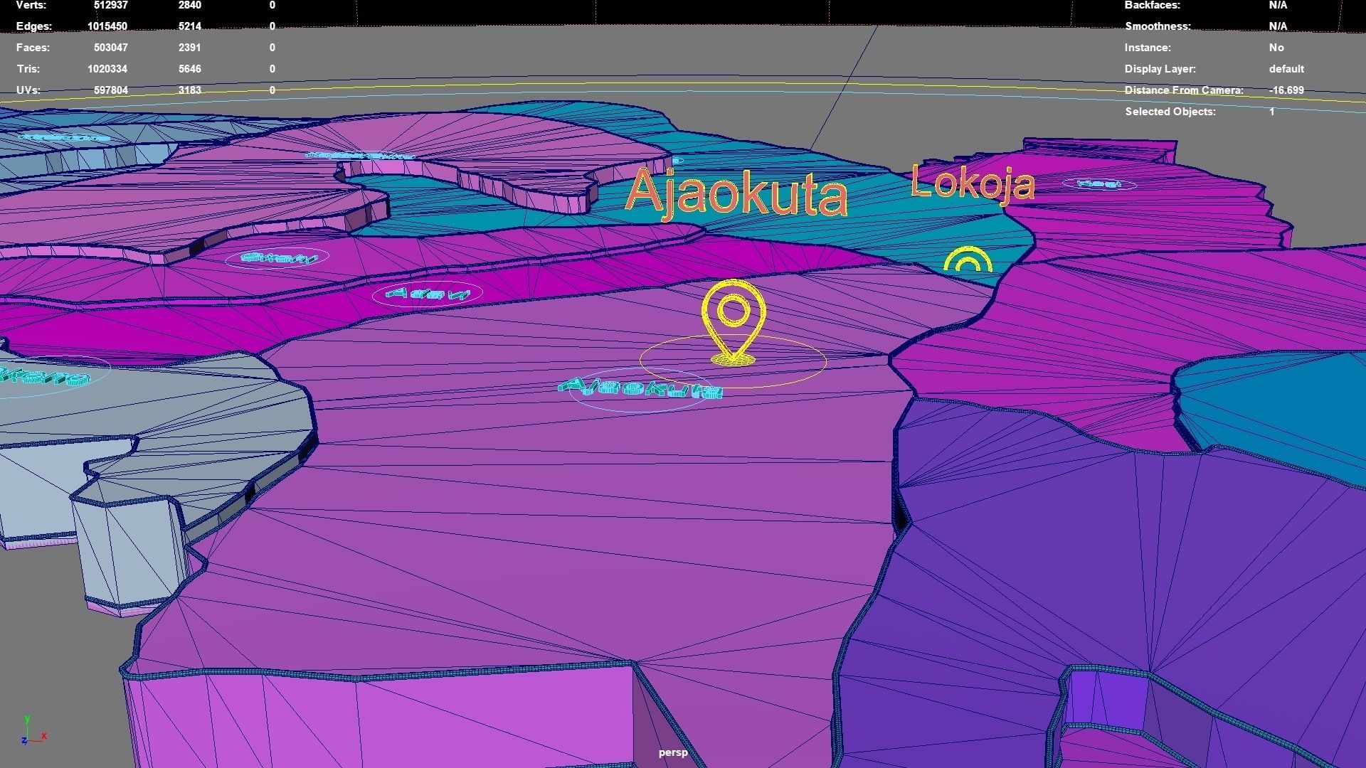 Kogi State Nigeria map region geography political geographic 3D model ...