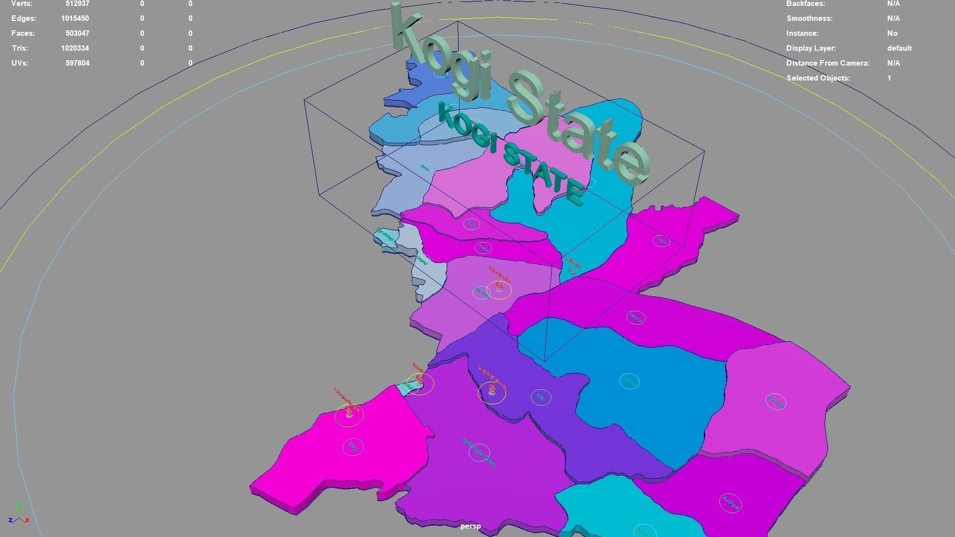 Kogi State Nigeria map region geography political geographic 3D model ...
