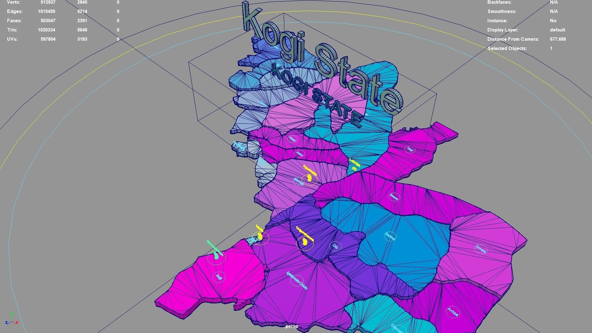 Kogi State Nigeria map region geography political geographic 3D model ...