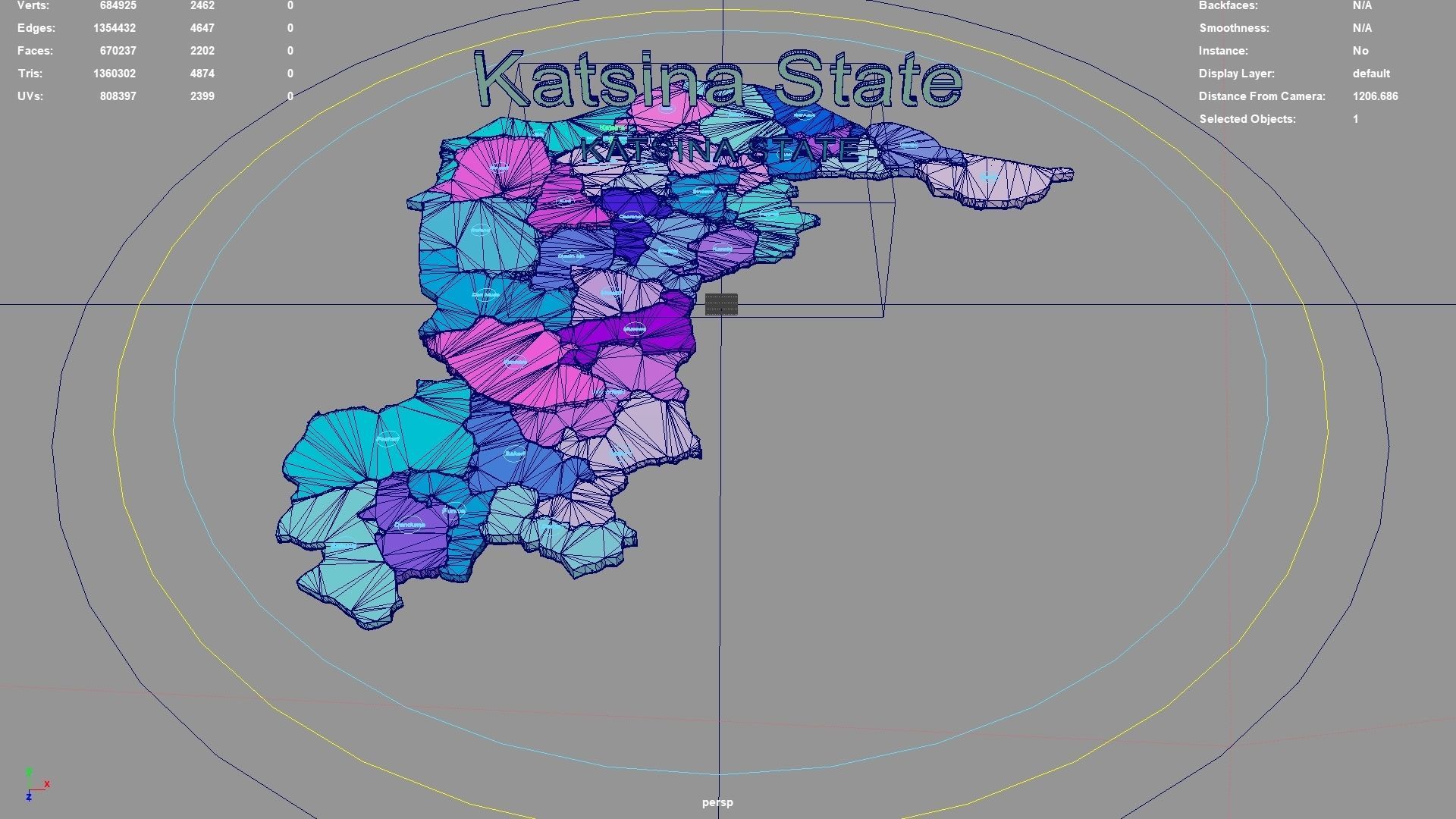 Katsina State Nigeria map region geography political geographic 3D model rigged | CGTrader