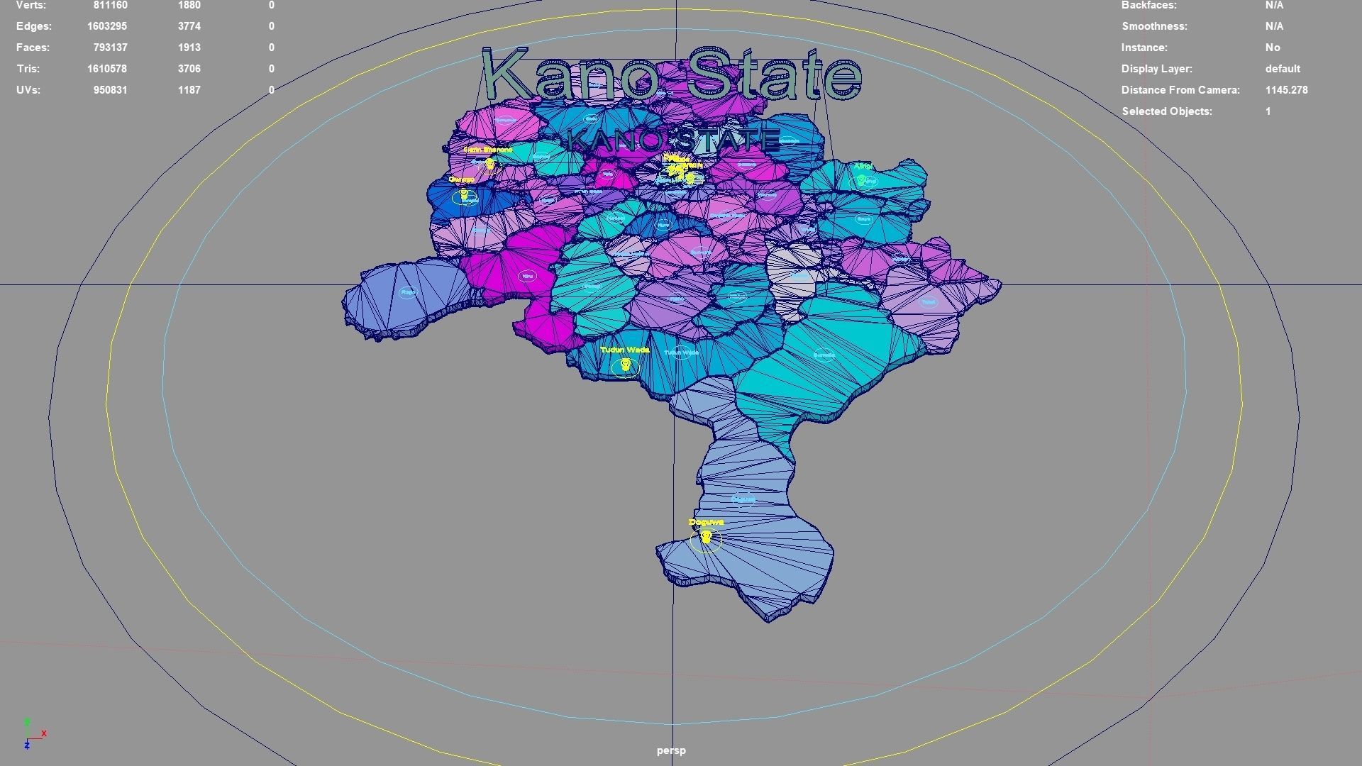 Kano State Nigeria map region geography political geographic 3D model ...